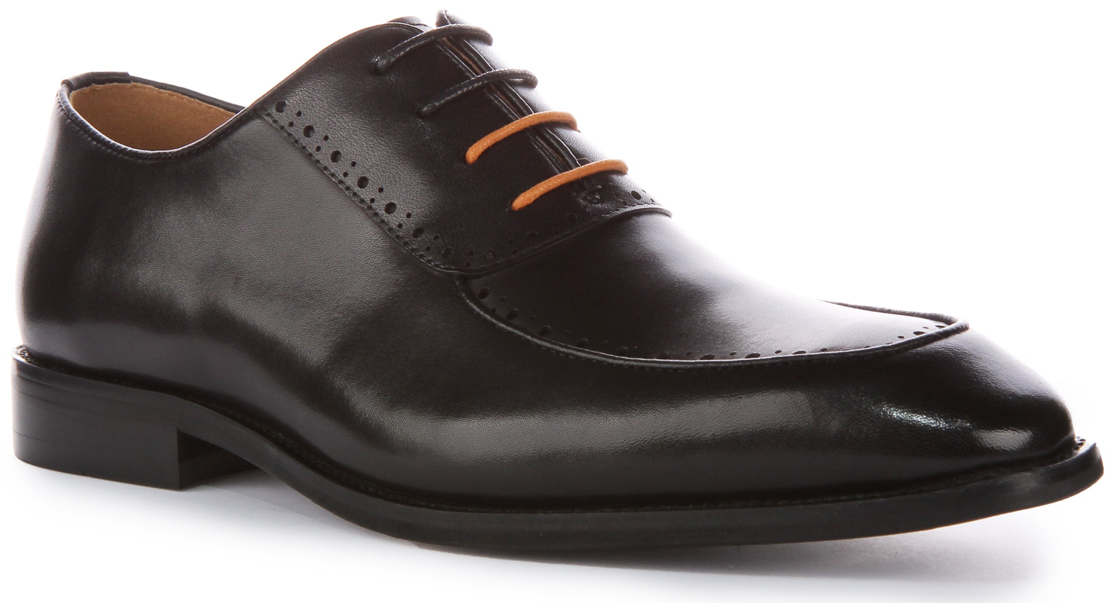 Justinreess Men Smart Black Leather Dress Oxfords | Moc Toe Shoes ...