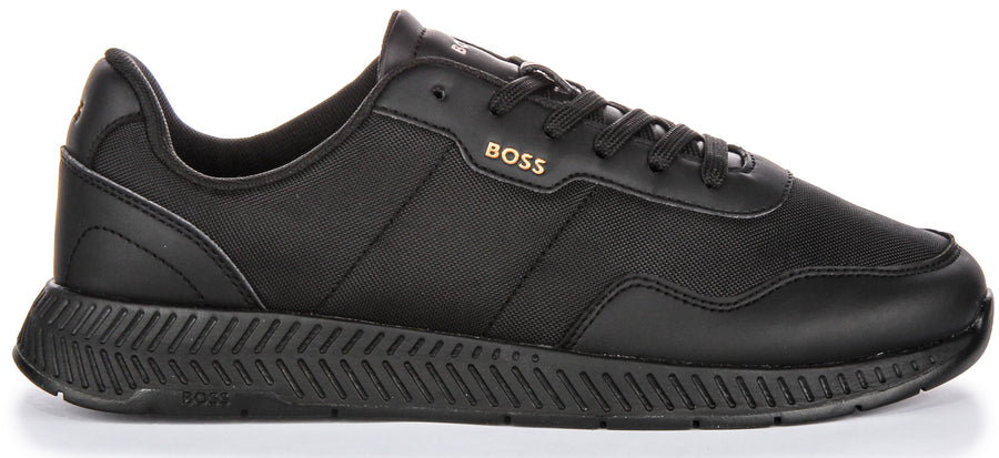 Boss Titanium Runner In Black For Men | Hugo Boss Trainers – 4feetshoes