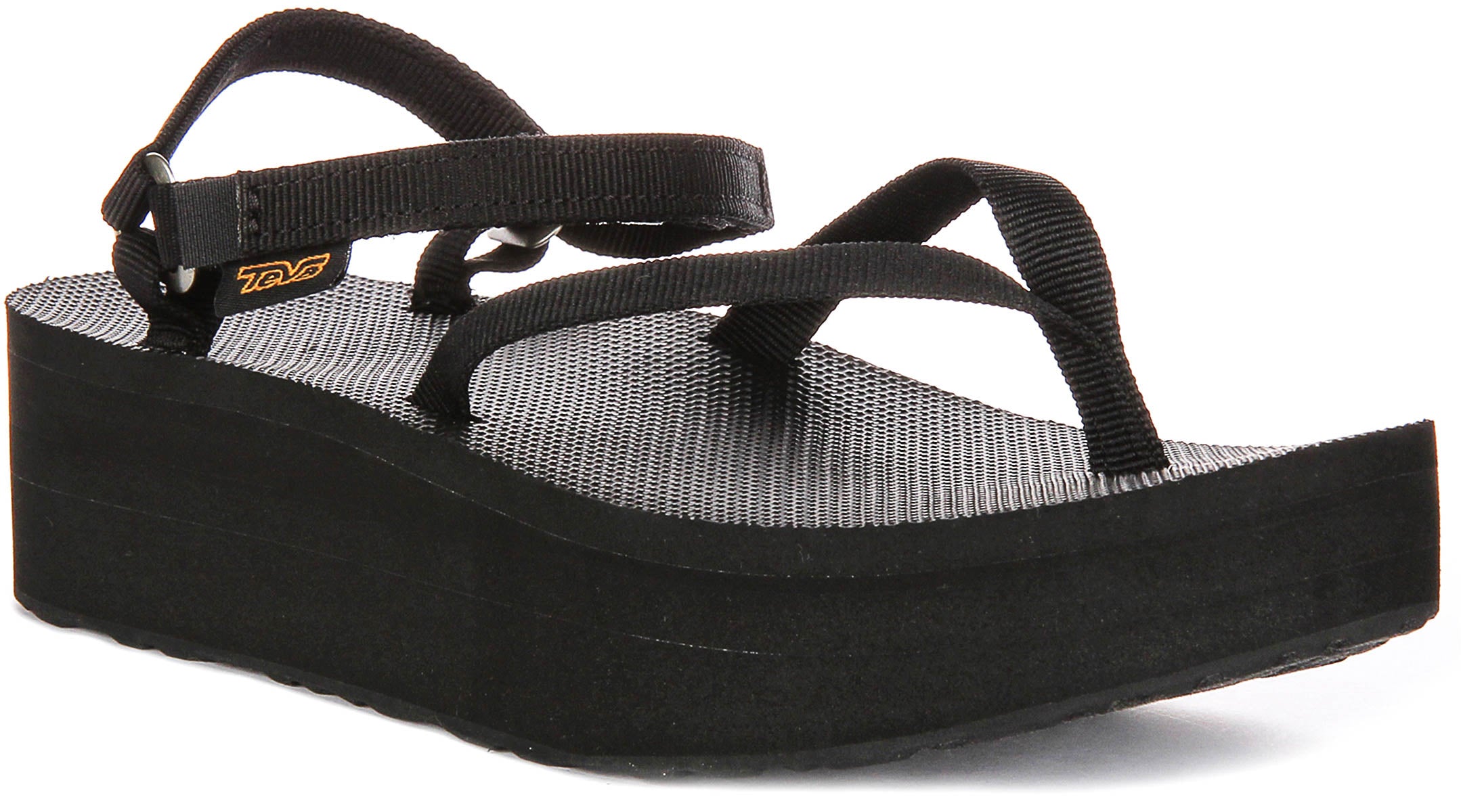 Teva Flatform Slim In Black For Women | Slim Strap Flatform Sandals ...