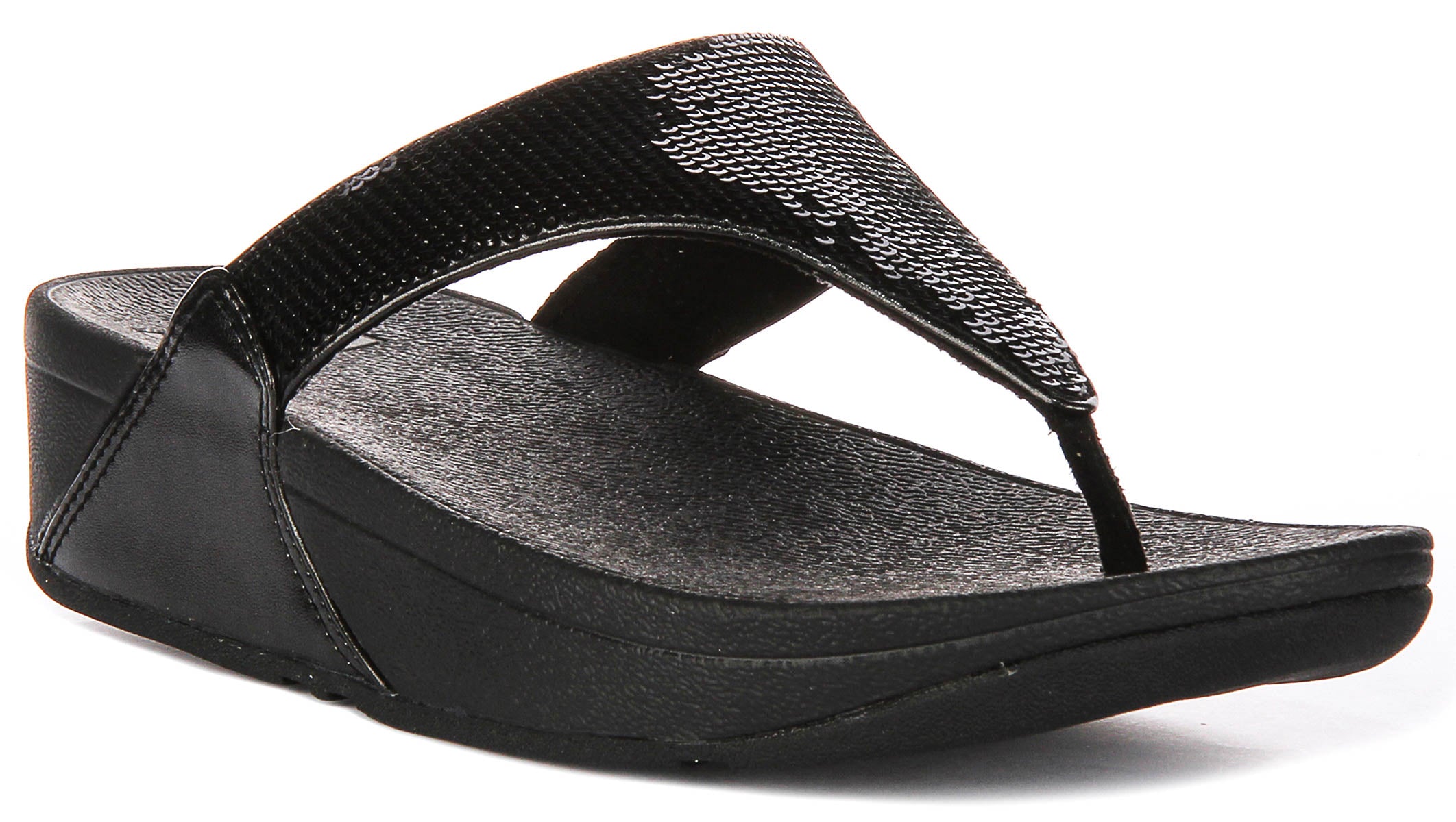 Fitflop Lulu Sequin In Black For Women | Womens Toe Post sandals ...