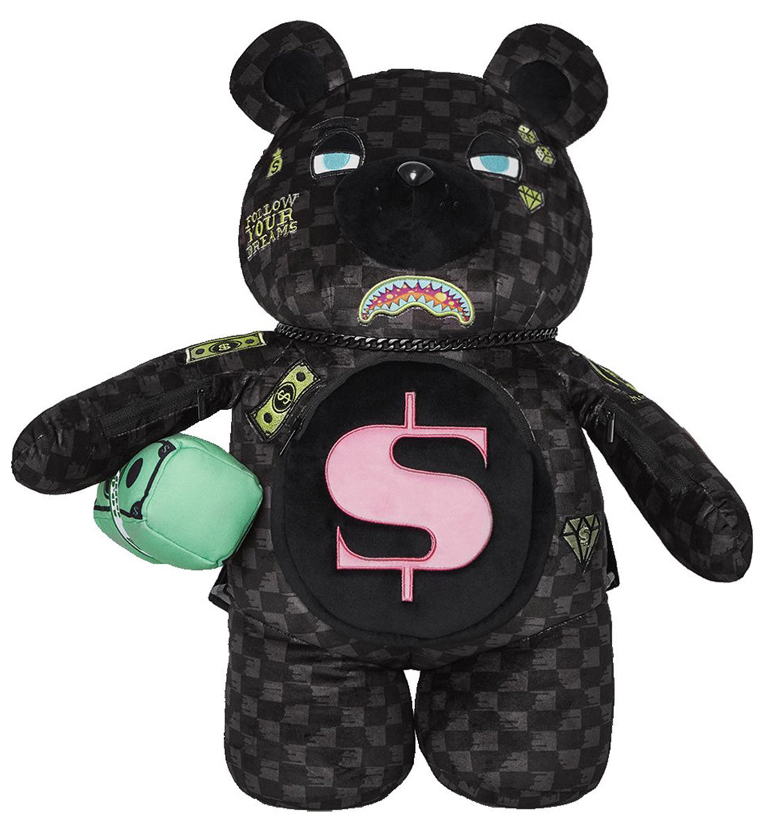 Sprayground Slime Takeover Teddy Bear In Black Pink | Bear Backpack ...