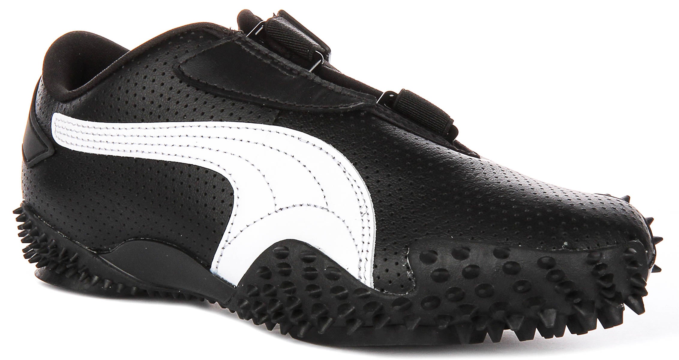 Puma Mostro Perf In Black White | Leather Trainers Elastic Strap ...