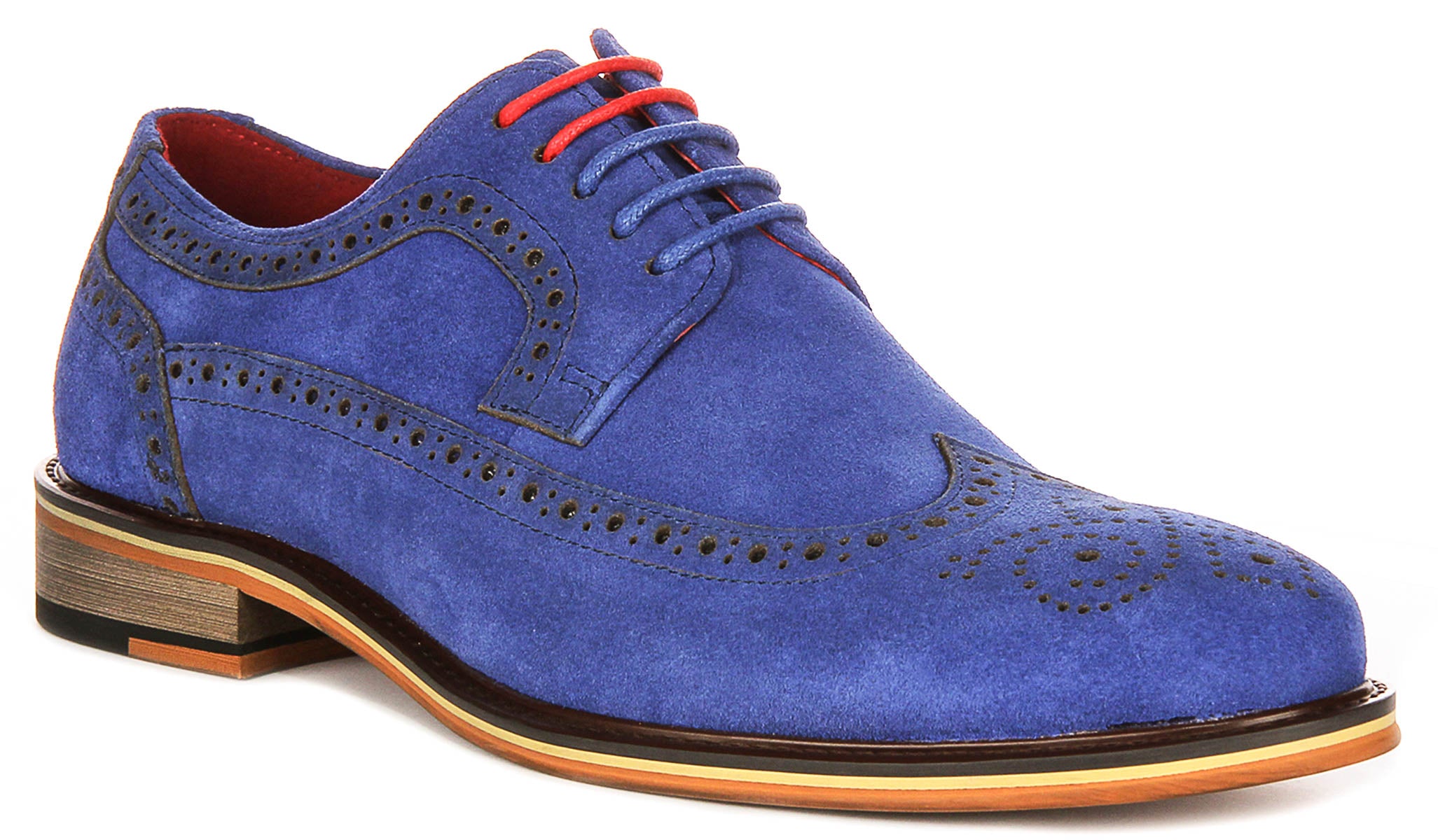 Justinreess England Robin In Blue For Men | Suede Brogue Oxford Shoes ...