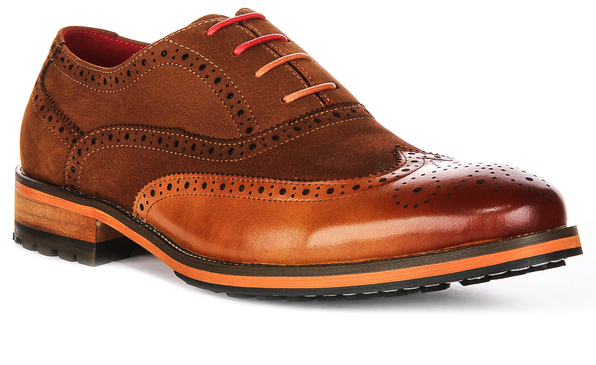 Justinreess England Noble In Brown For Men | Nubuck Brogue Shoes ...