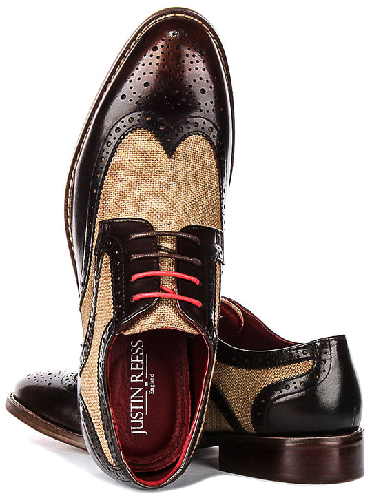 Justinreess England Cole In Brown For Men | Burnised Brouge Oxford ...