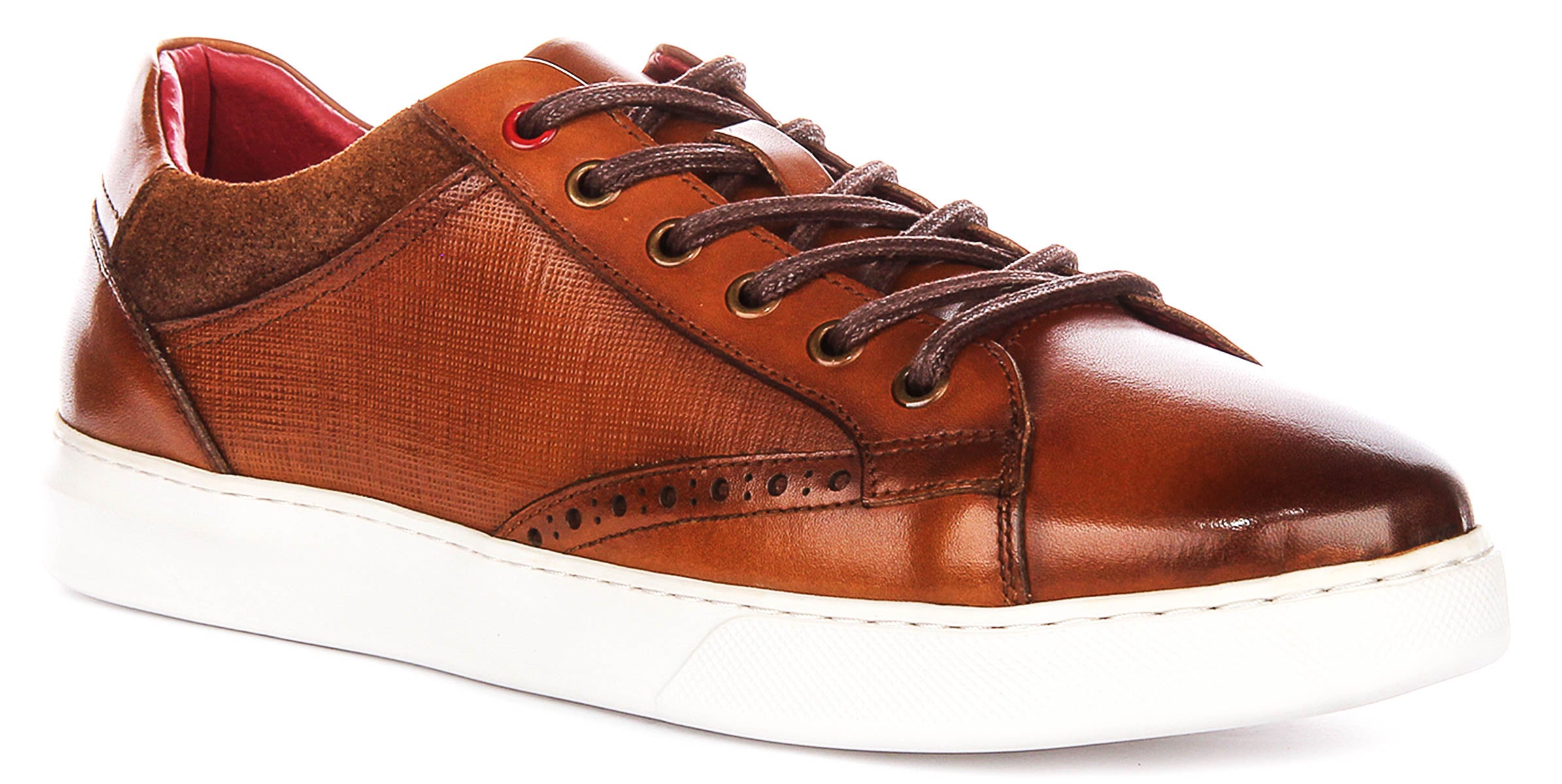 Justinreess England Mens Brogue Detail Tan Leather Smart Shoes – 4feetshoes