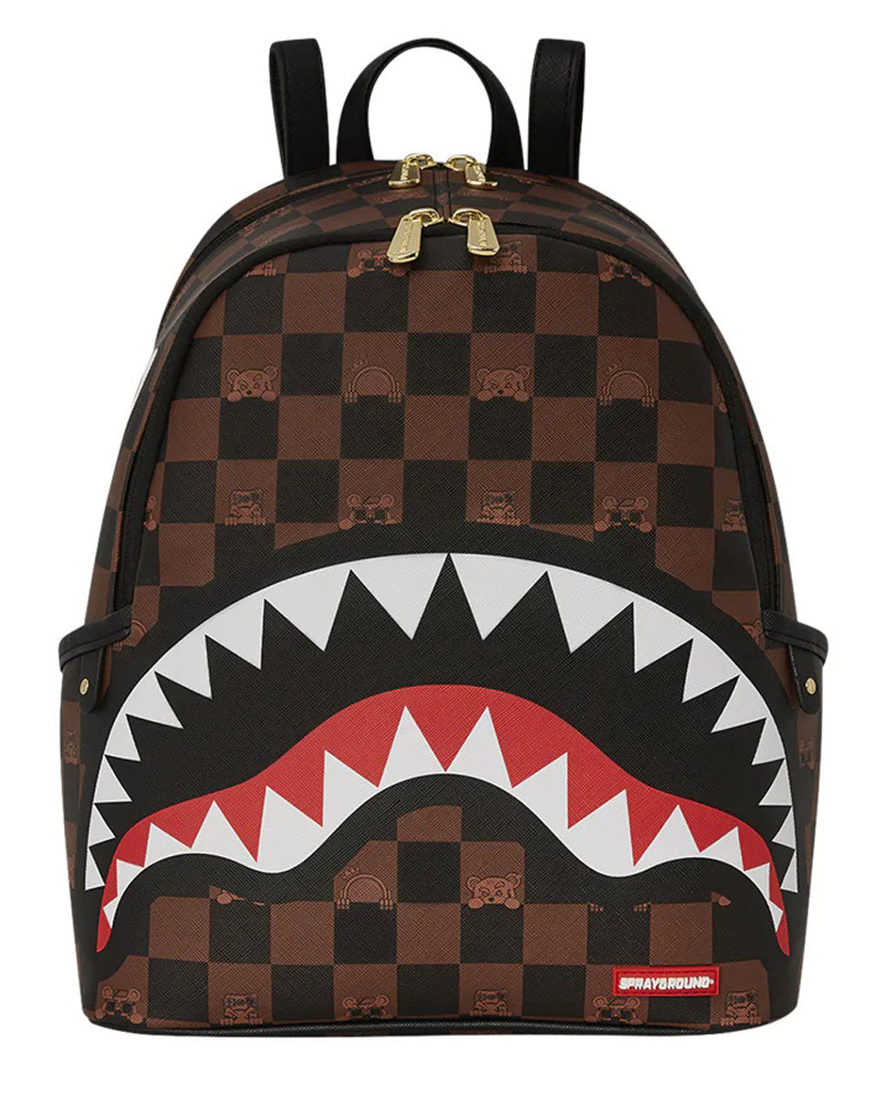 Sprayground The Hideout Savage Backpack In Brown Black Check – 4feetshoes