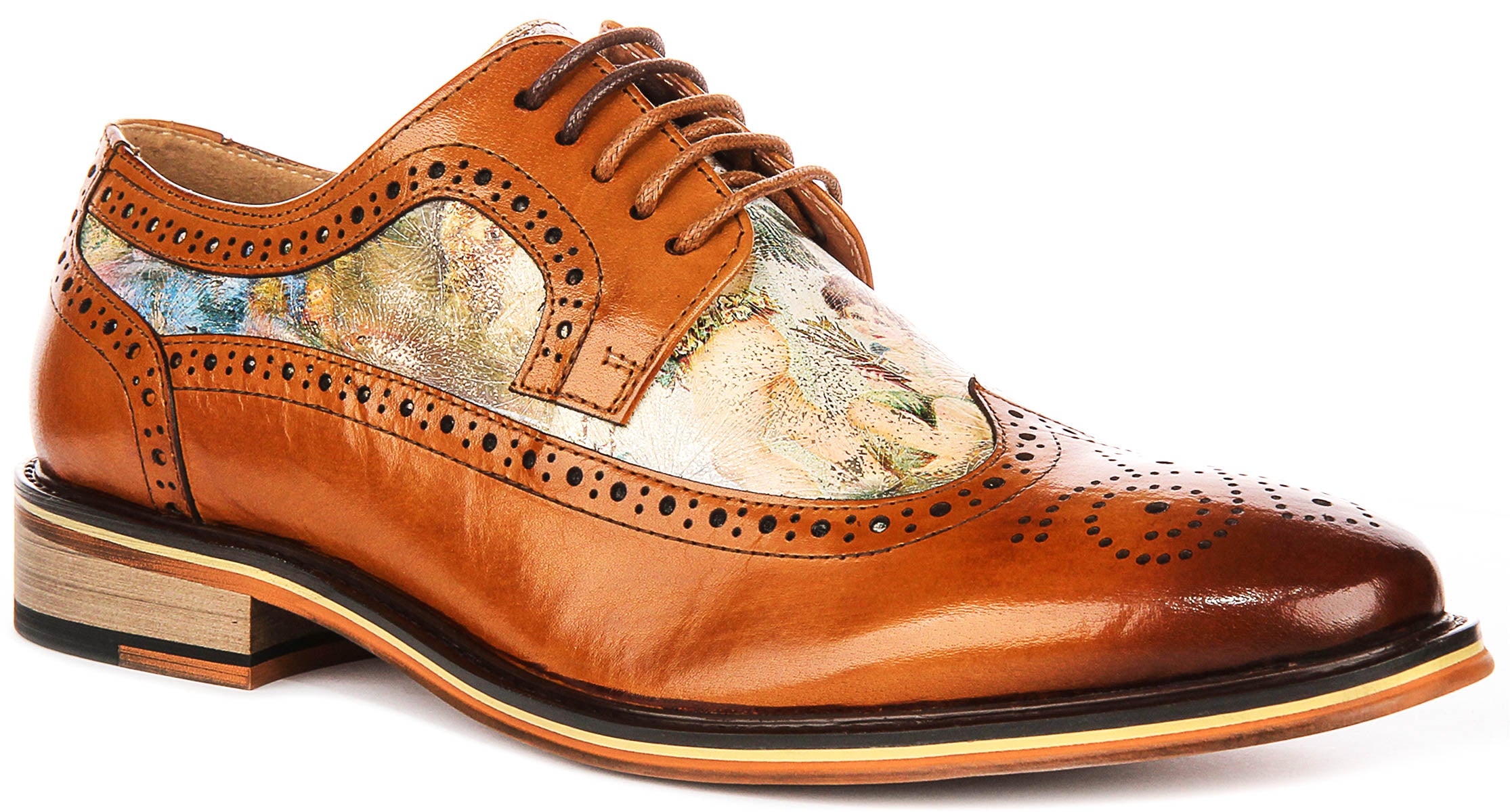 JUSTINREESS England Scott In Brown Multi | Leather Brogue Shoes ...