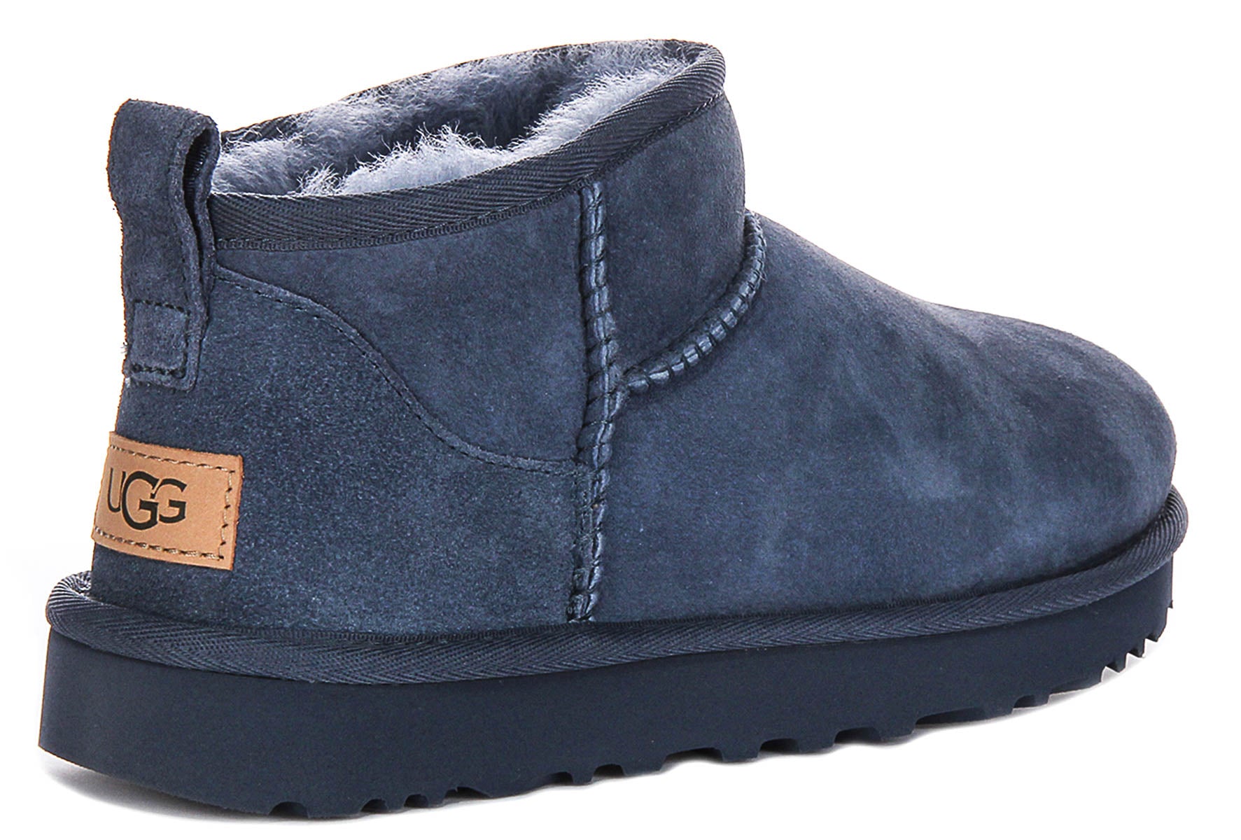 Ugg Australia Sheepskin Suede Ankle Boots Dark Blue | Womens Ultra Mini ...