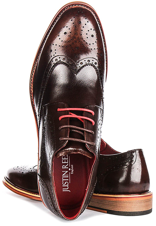 Justinreess England Dover In Dark Brown | Men’s Leather Derby Brogues ...