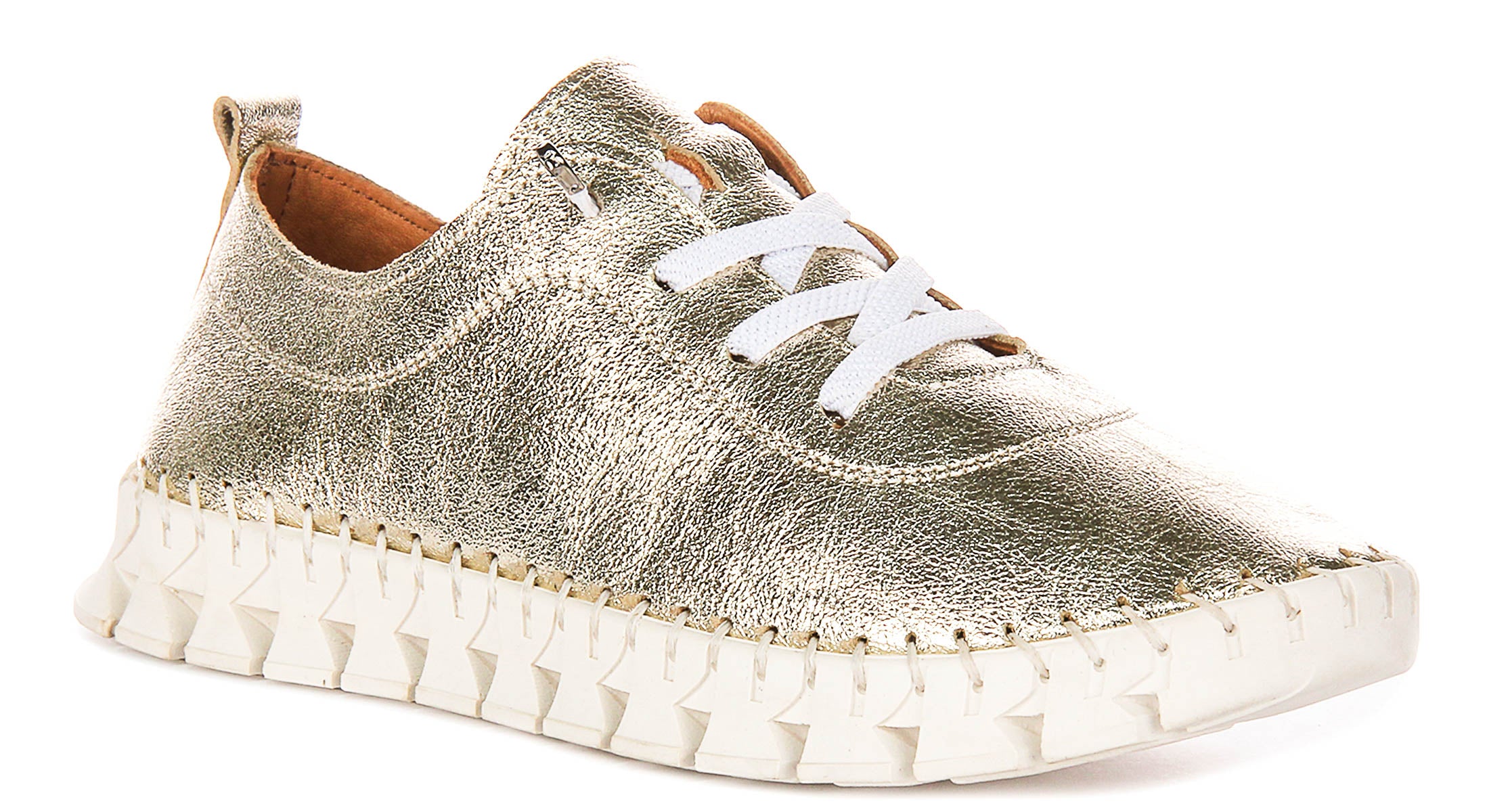 Justinreess England Rexy In Gold For Women | Leather Slip-On Shoes ...