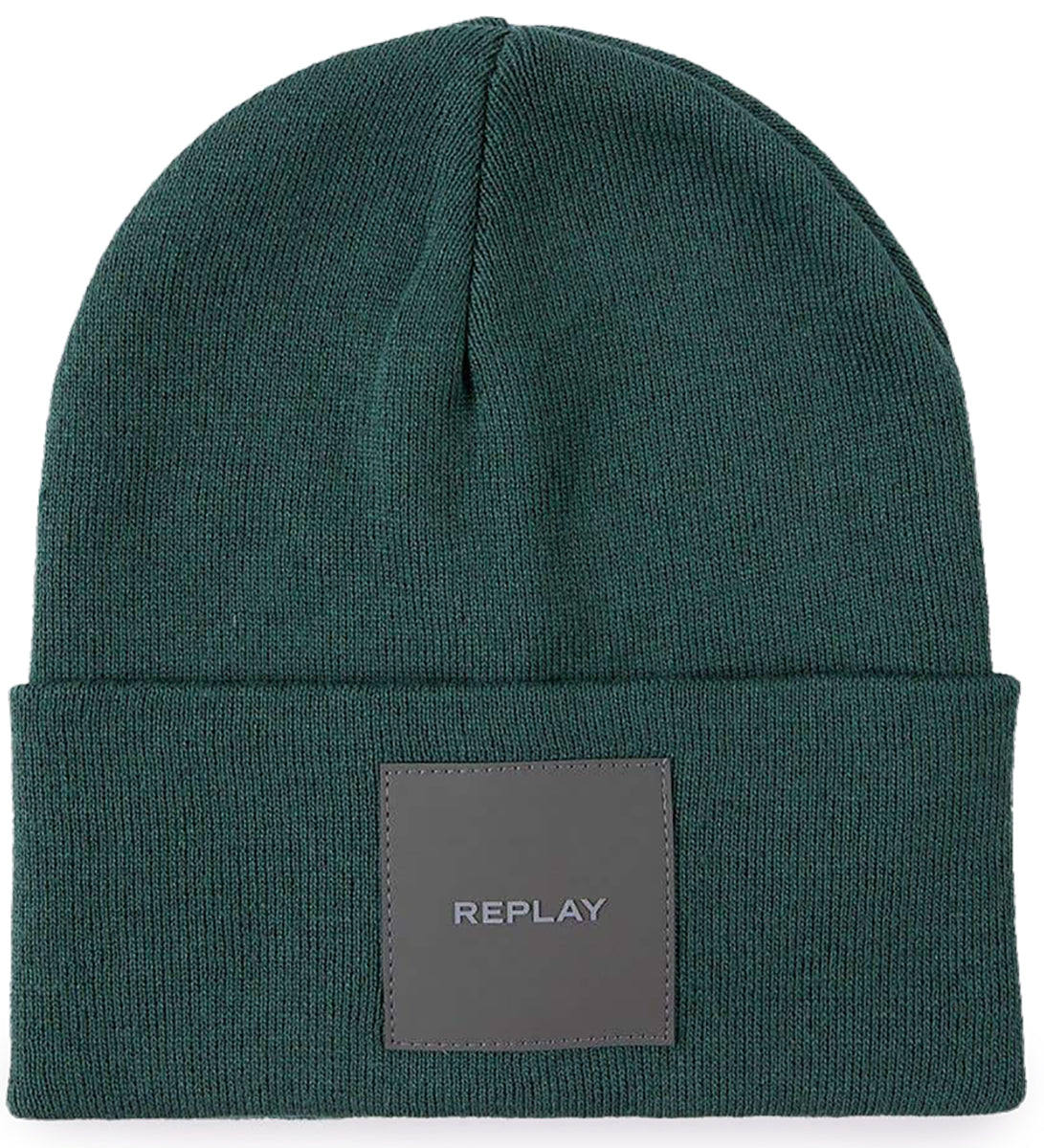 Replay P Beanie Hat In Green | Cotton Blend Warm Beannie Hat – 4feetshoes
