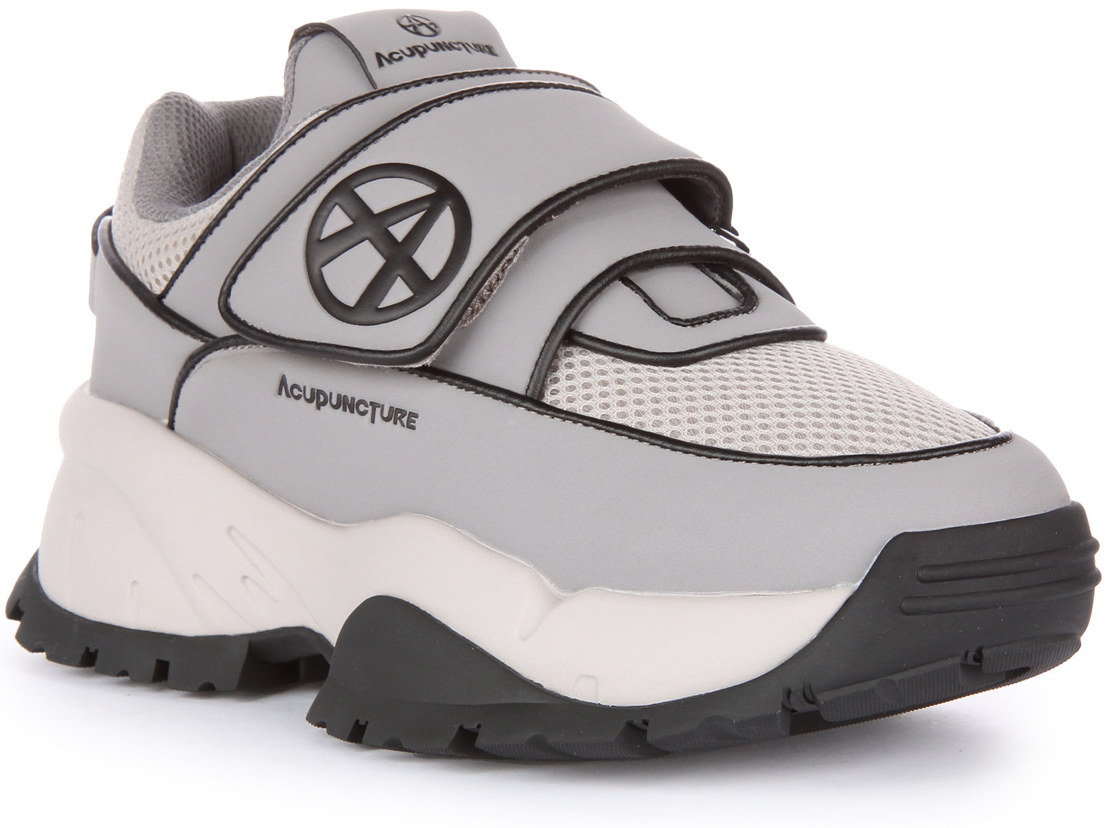 Acupuncture Beefer In Grey | Mesh Top Strap Chunky Sole Trainer ...