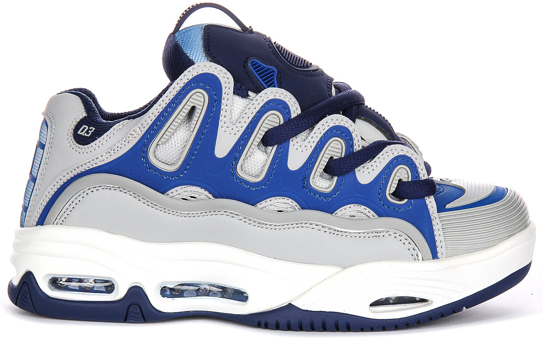 Osiris D3 2001 In Grey Blue For Men | Chunky Sole Lace Up Skate Shoe ...