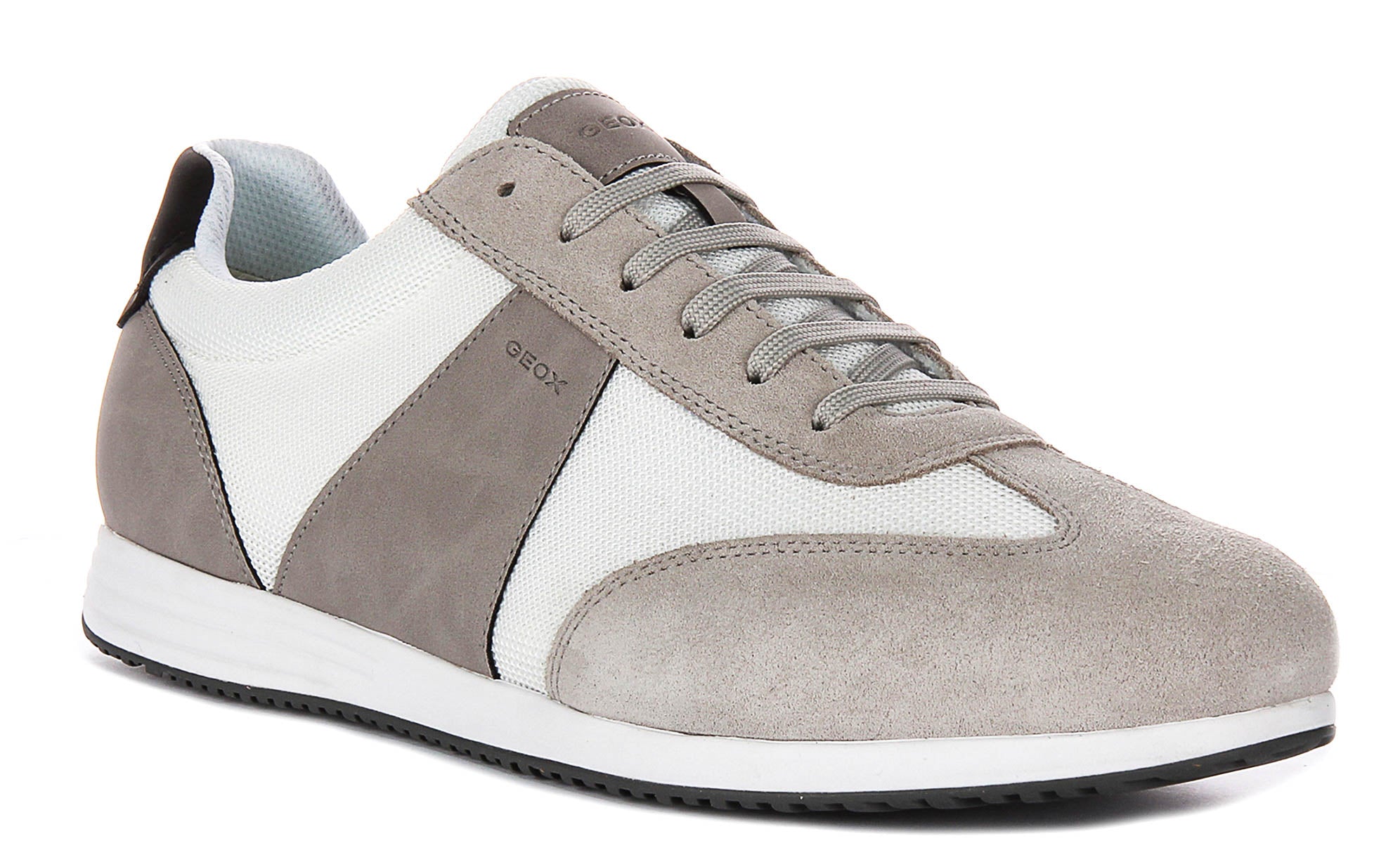 Geox U Arthien A Trainers In Grey White | Slim Sole Lace up Trainers ...