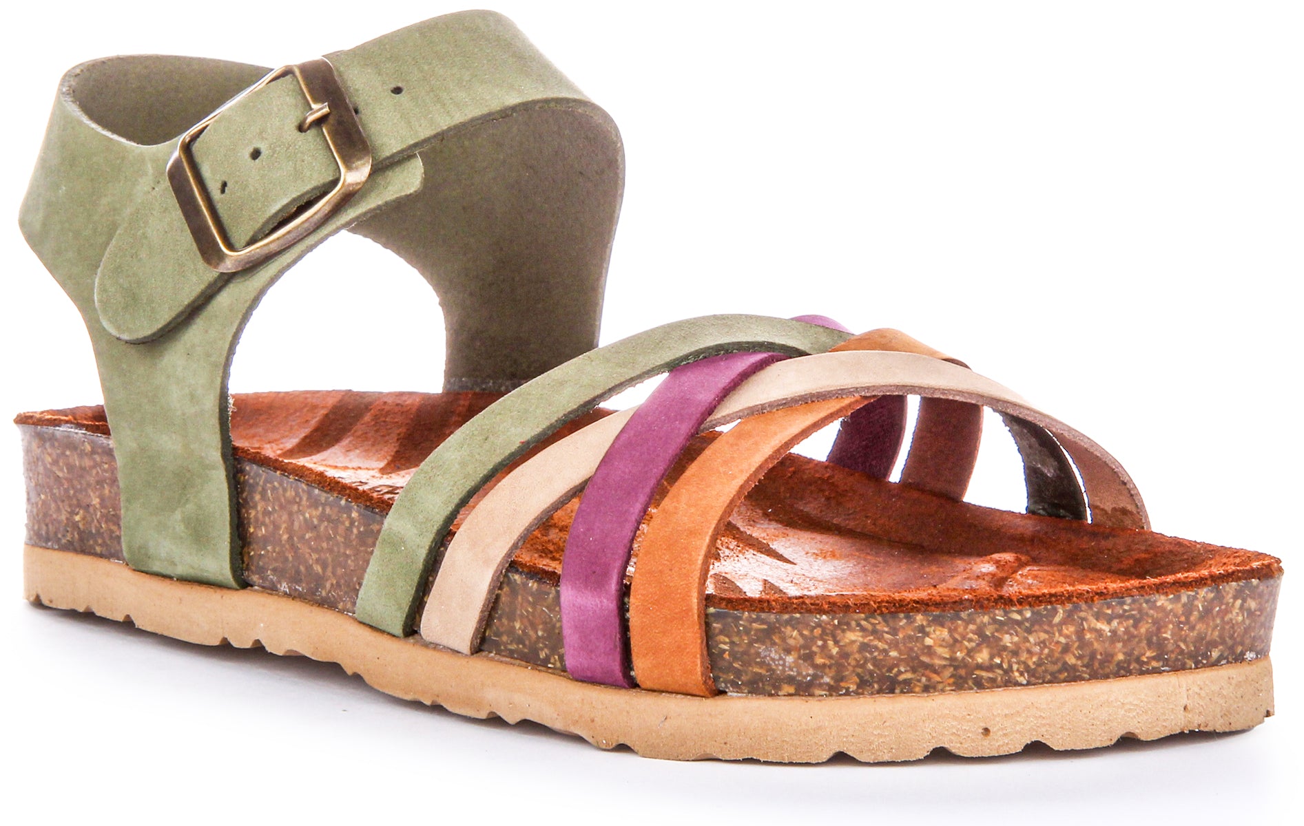 Justinreess Womens Footbed Sandals Leather Ankle Strap Sandals – 4feetshoes