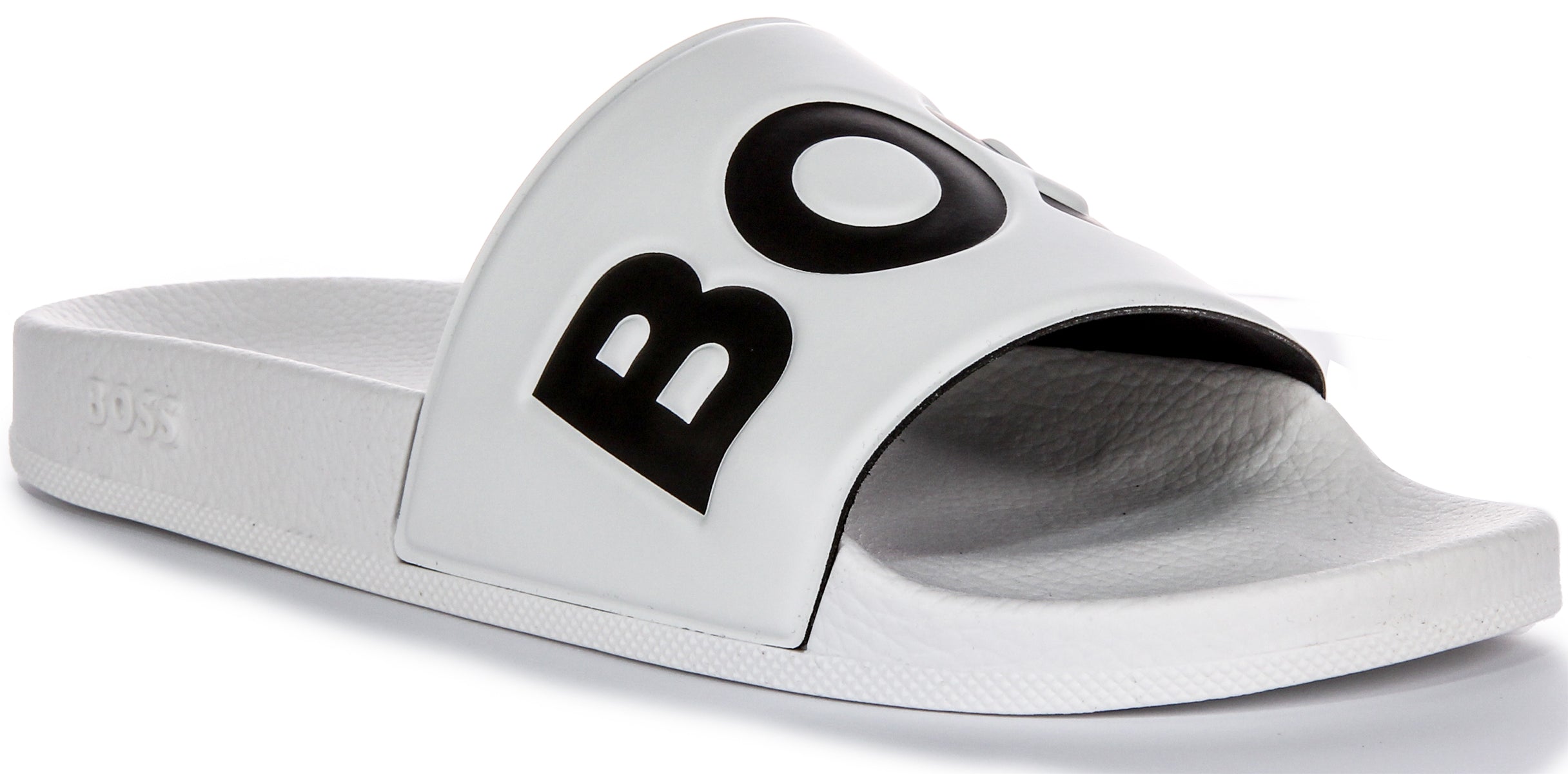 Boss Aryeh Slide In White For Men | Contrast Logo Pool Slider – 4feetshoes