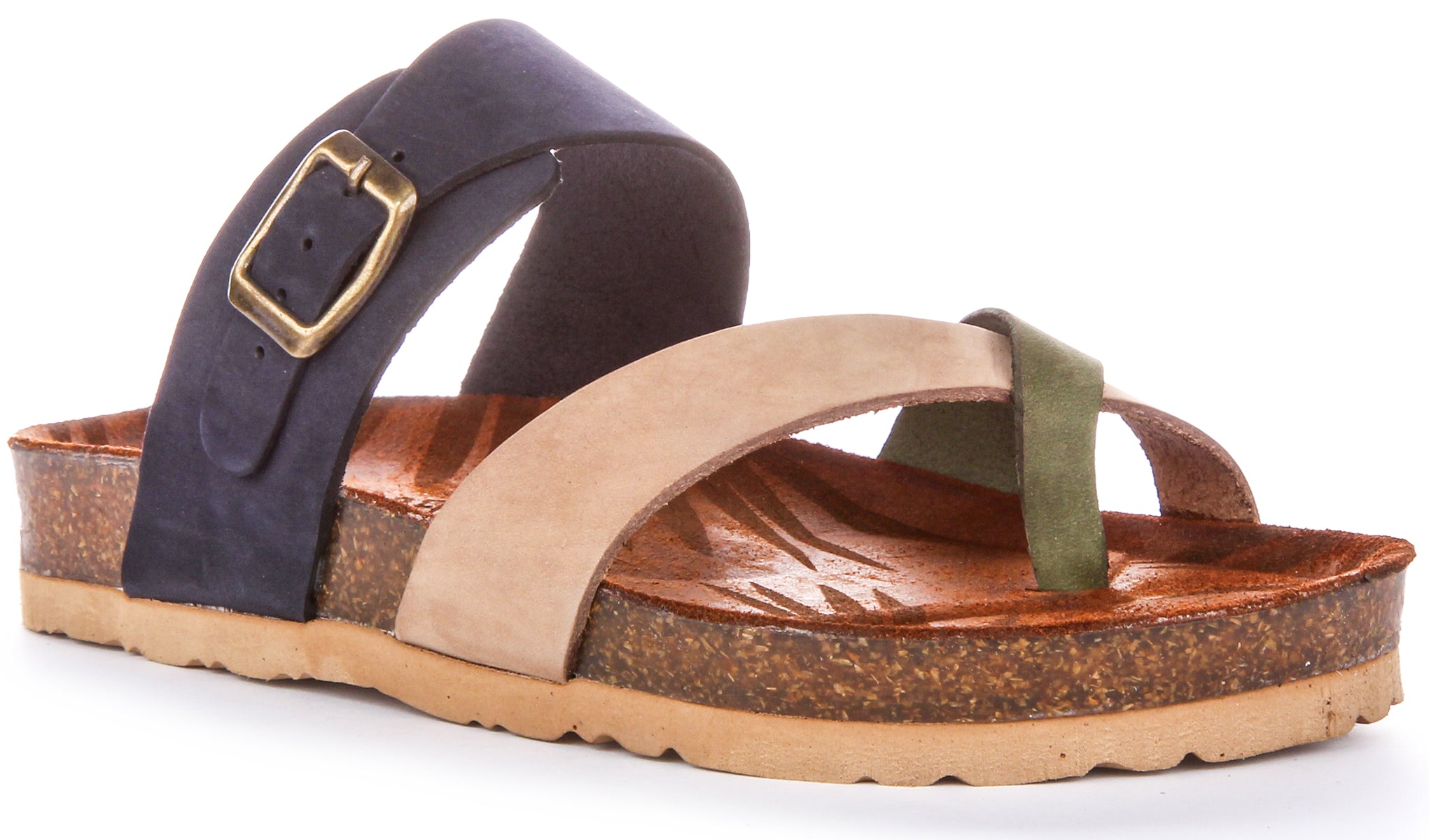 Justinreess Womens Leather Footbed Multi Colour Comfort Sandals ...