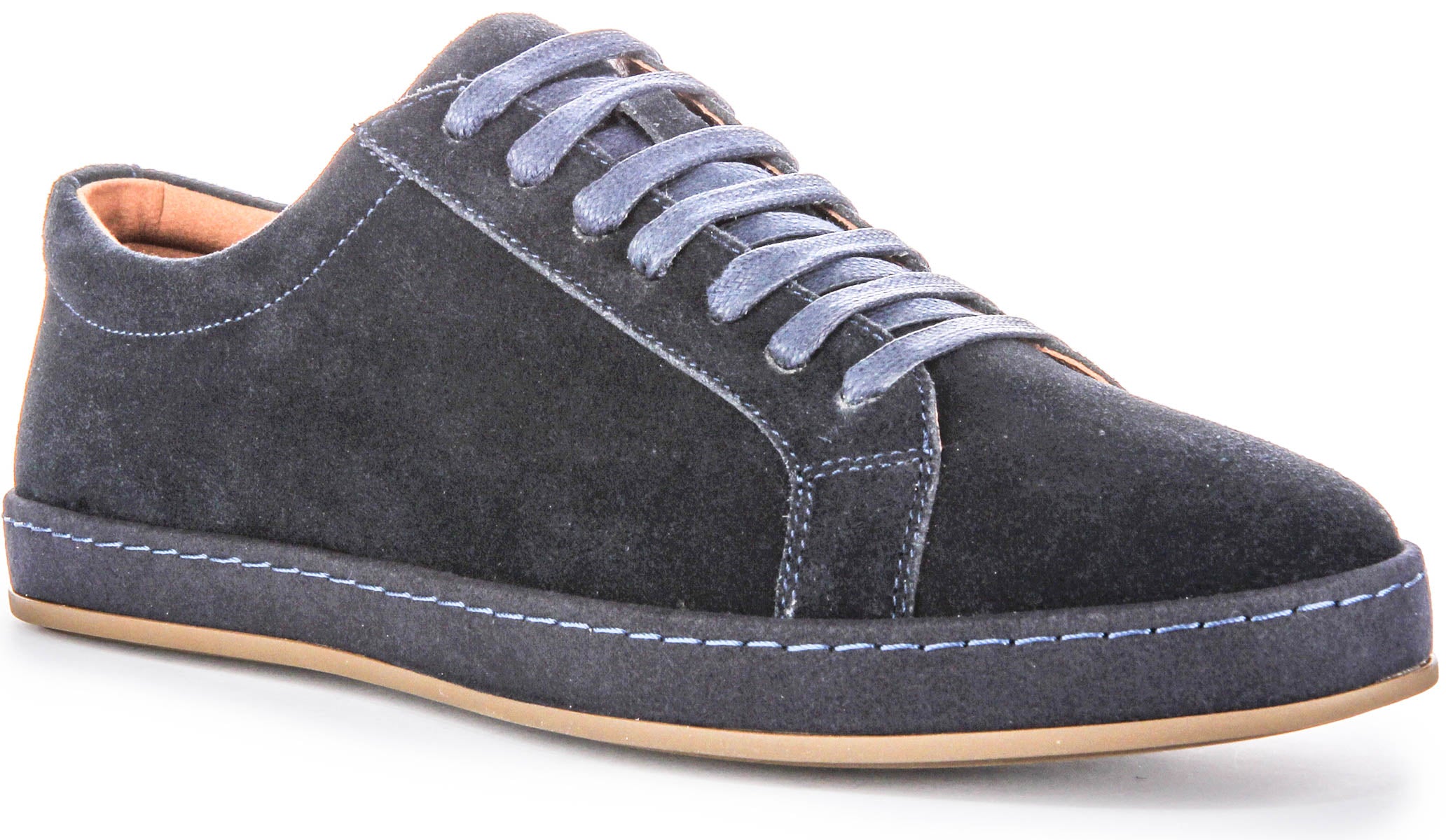 Justinreess England Jude Suede Navy | Soft Low Profile Trainers ...