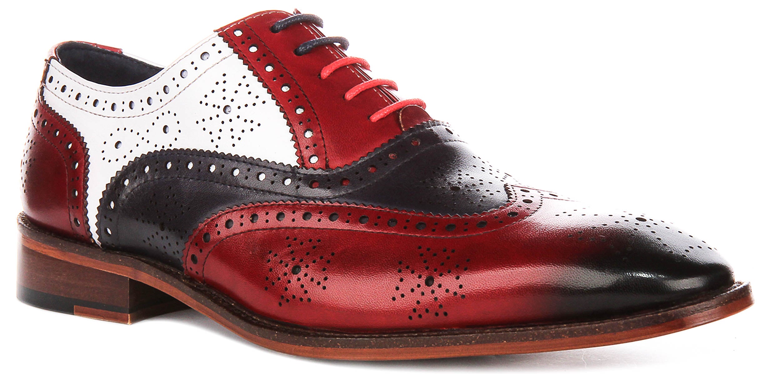 Justinreess England Ed In Union Jack Colour Leather Brogues Shoes ...