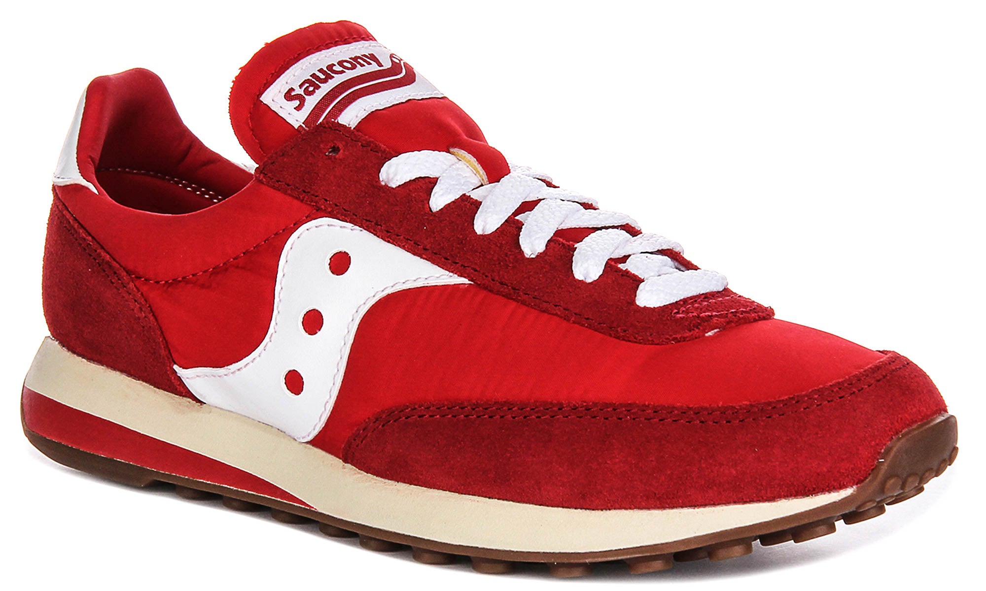 Saucony Trainer 80 In Red White | Lace up Slim Trainers – 4feetshoes