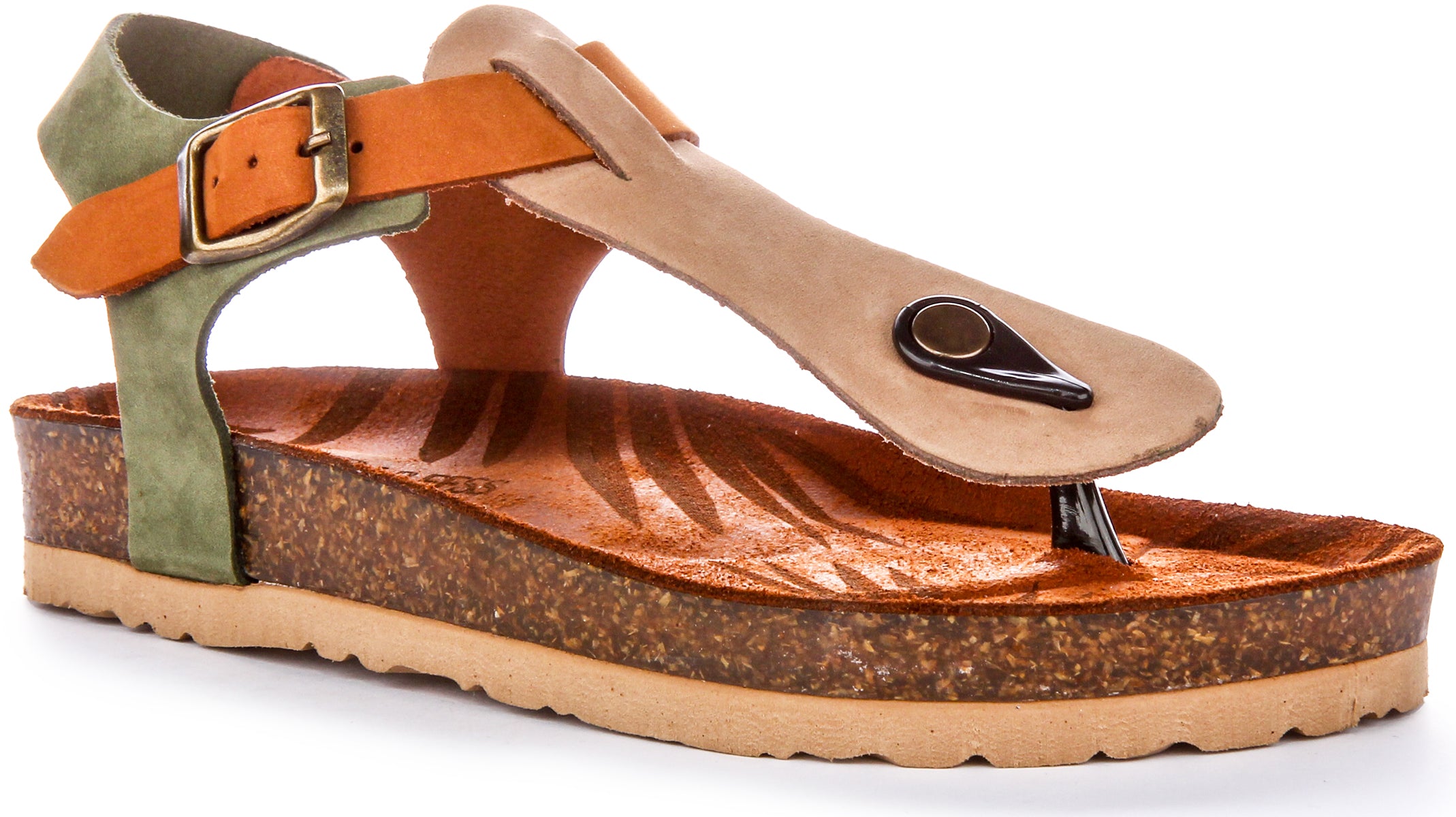 Justinreess Womens Footbed Grey Thong Leather Buckle Sandals – 4feetshoes