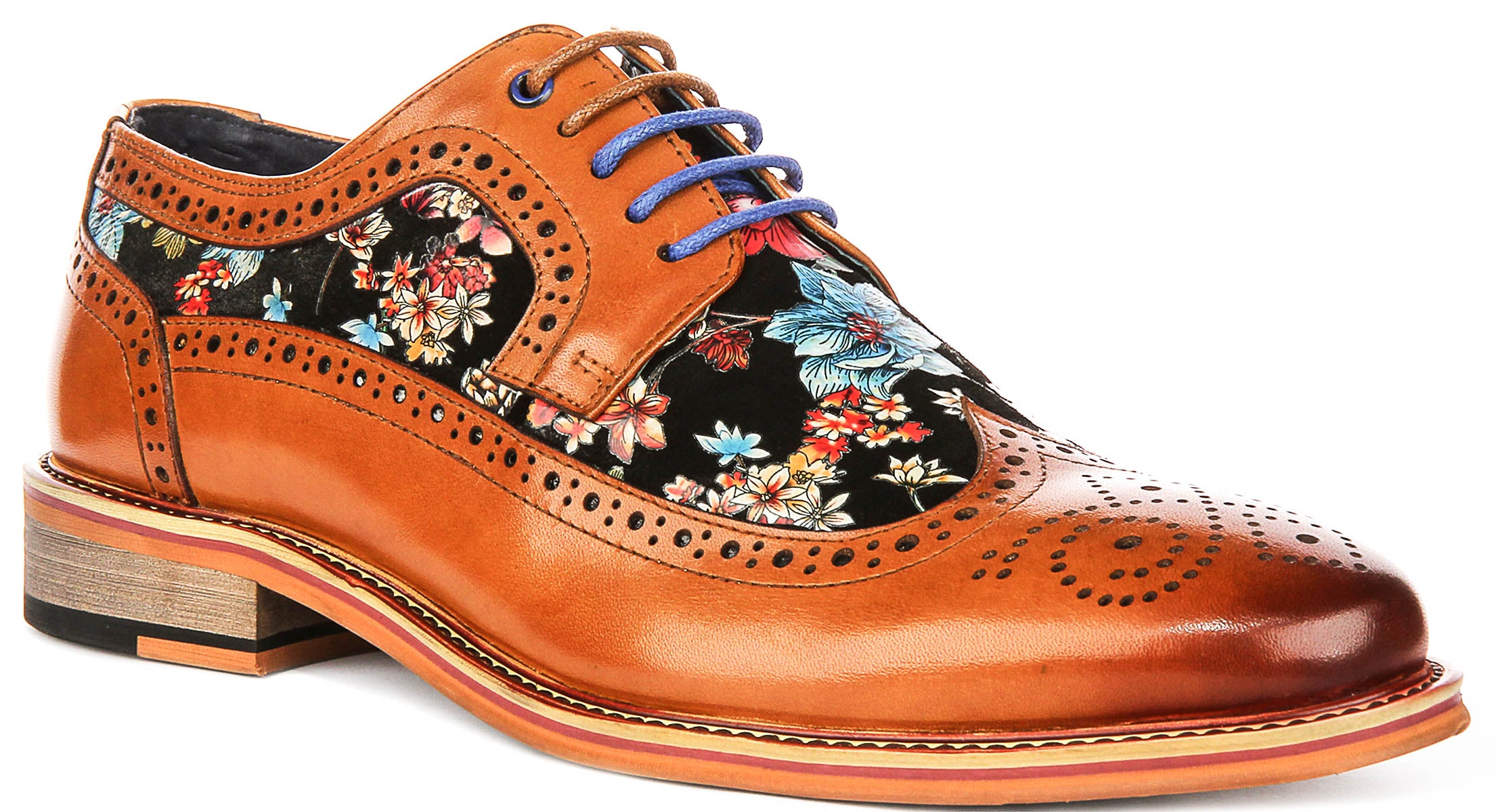 JUSTINREESS England Kylo Tan For Men | Floral Leather Brogue Shoes ...