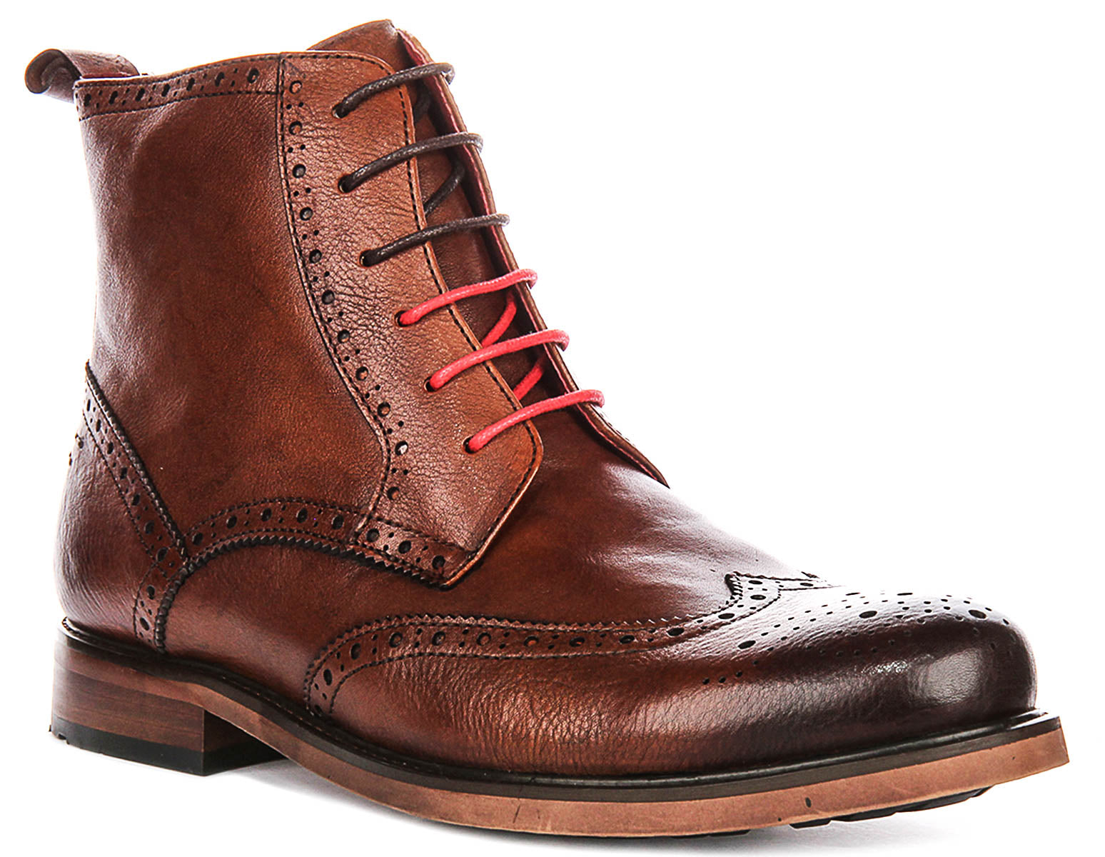 Justinreess England Mens Lace up Brown Leather Rugged Vintage Boots ...