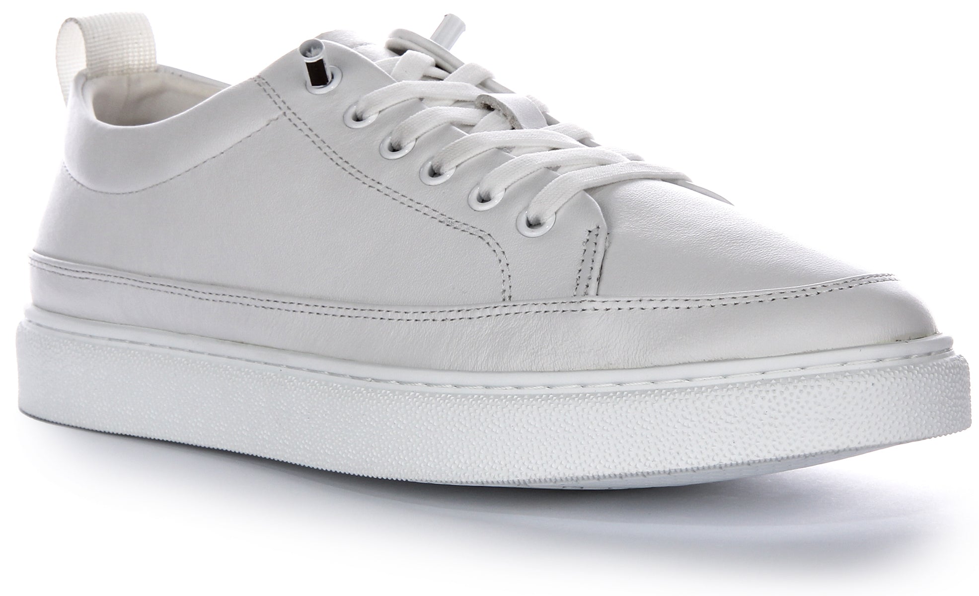 Justinreess Mens Slip On White Leather Soft Trainers | Laceless ...