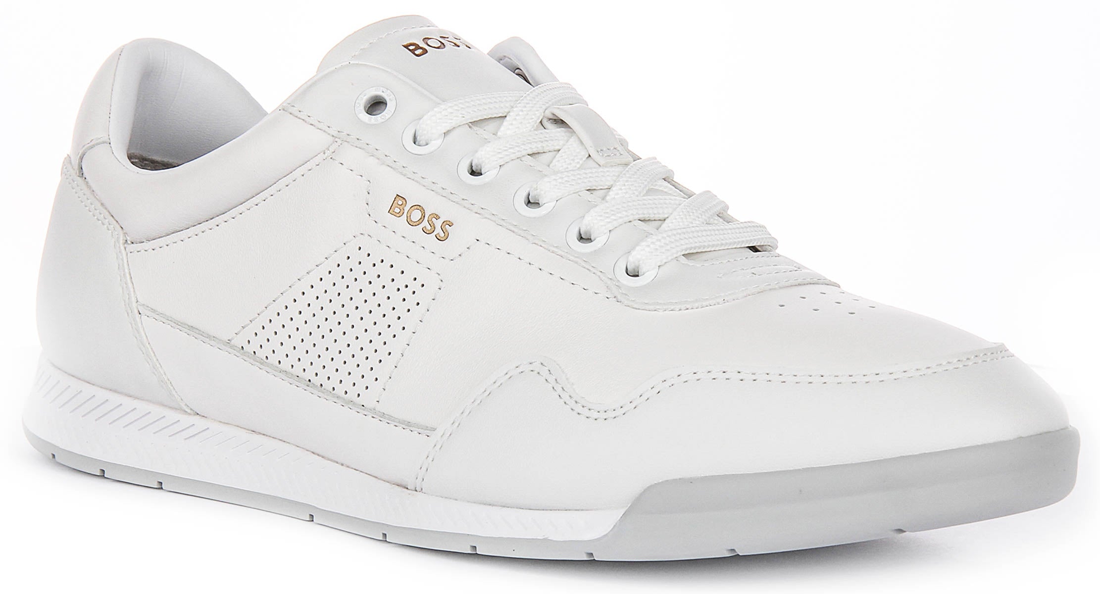 Boss Nitan Low Profile Lace Up Trainers In White For Men | Hugo Boss ...