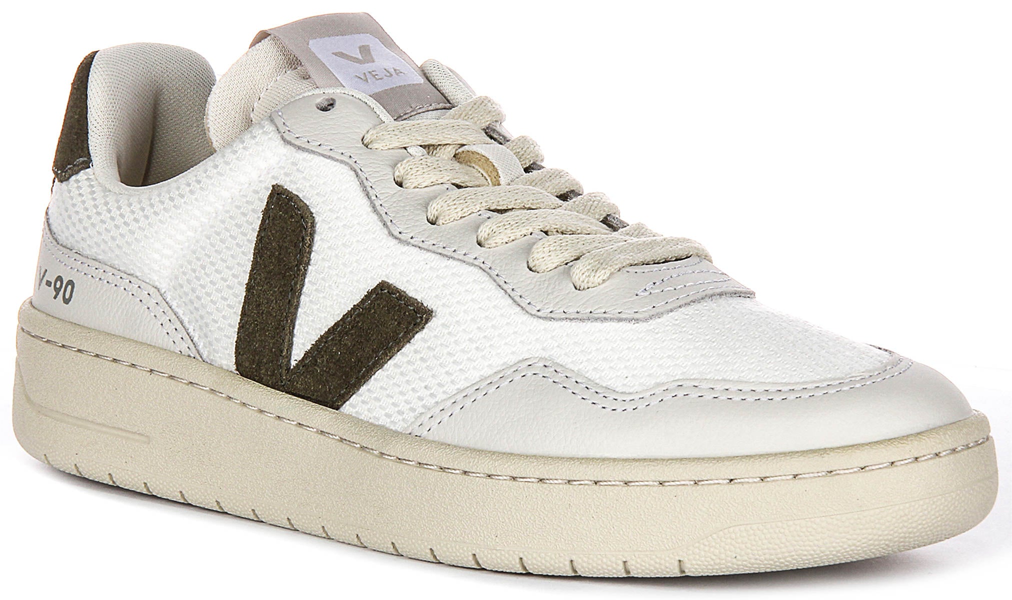Veja V-90 B-Mesh In White Green For Women | Retro Classic Lace Up ...