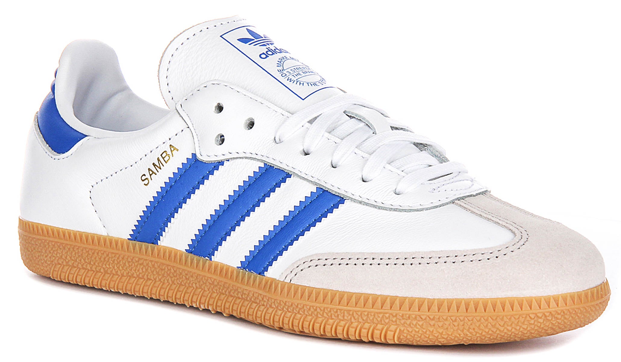 Adidas Samba Og In White Blue For Youth | 3-Stripe Retro Contrast 70s ...