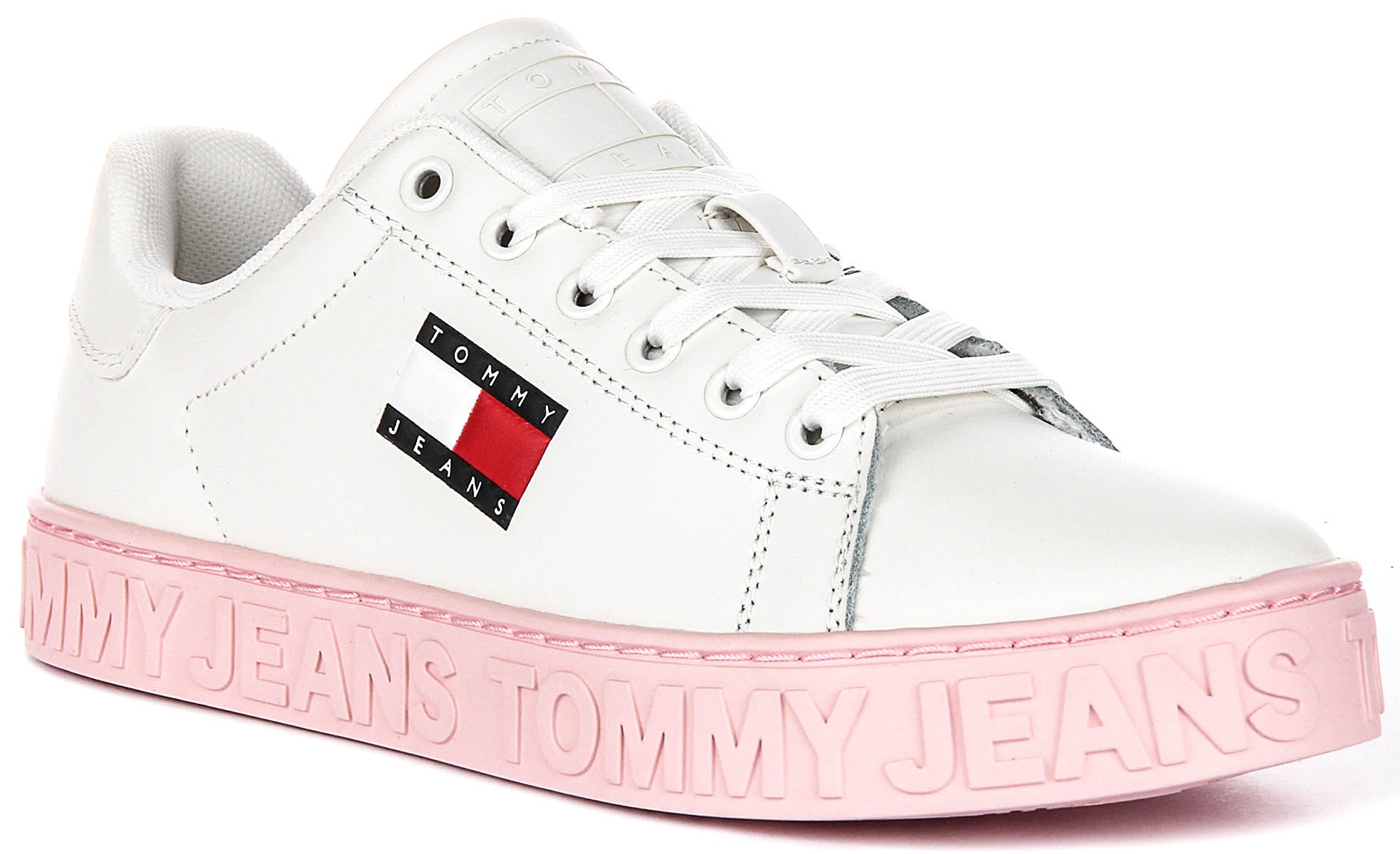 Tommy Filger Logo Outsole In White Pink For Women | Trainers – 4feetshoes