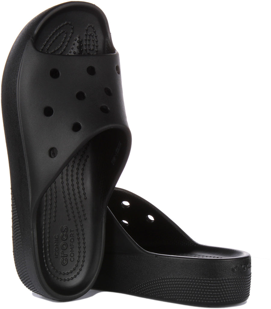 Crocs Classic Flatform Slider In Black For Women | Platform Beach ...