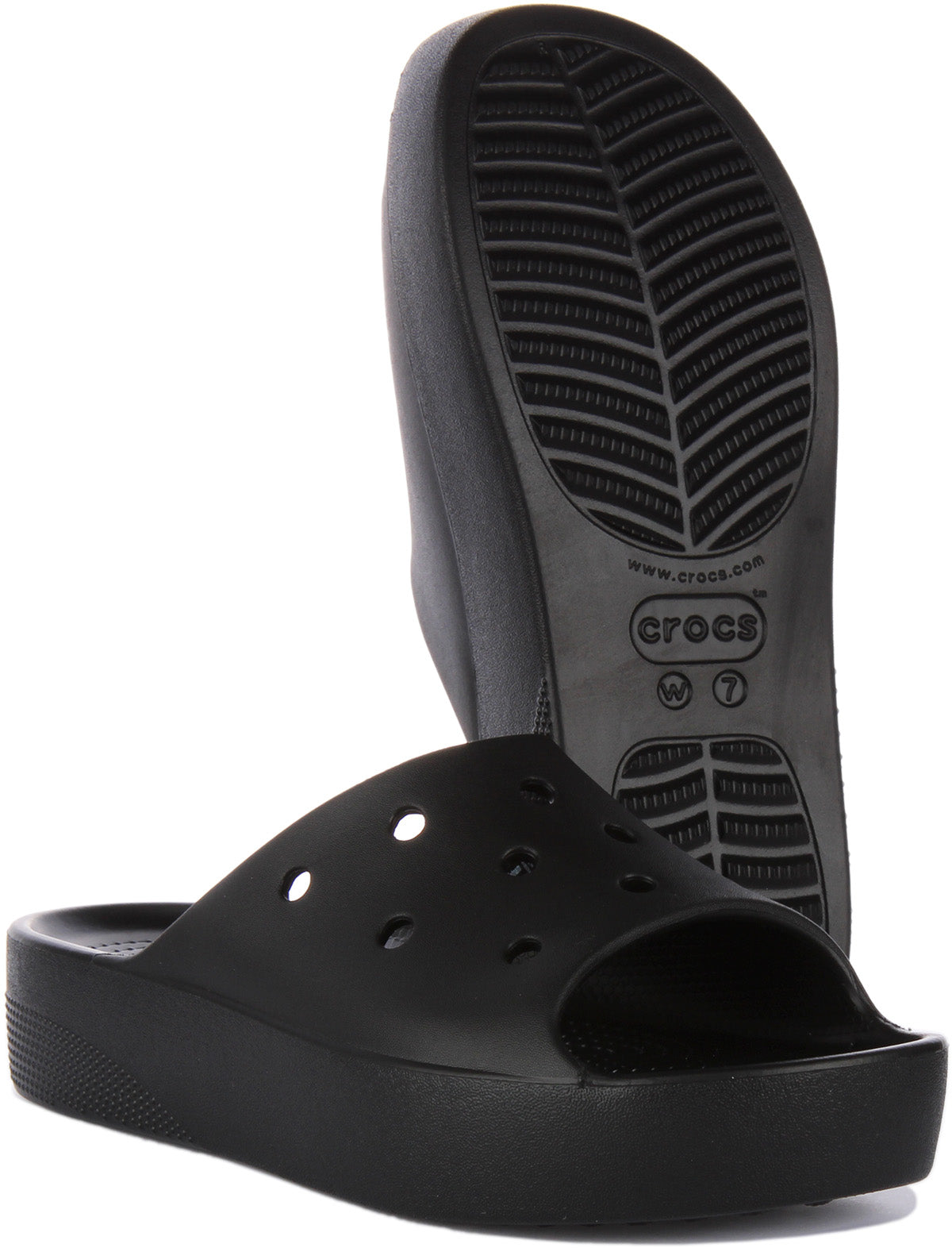 Crocs Classic Flatform Slider In Black For Women | Platform Beach ...