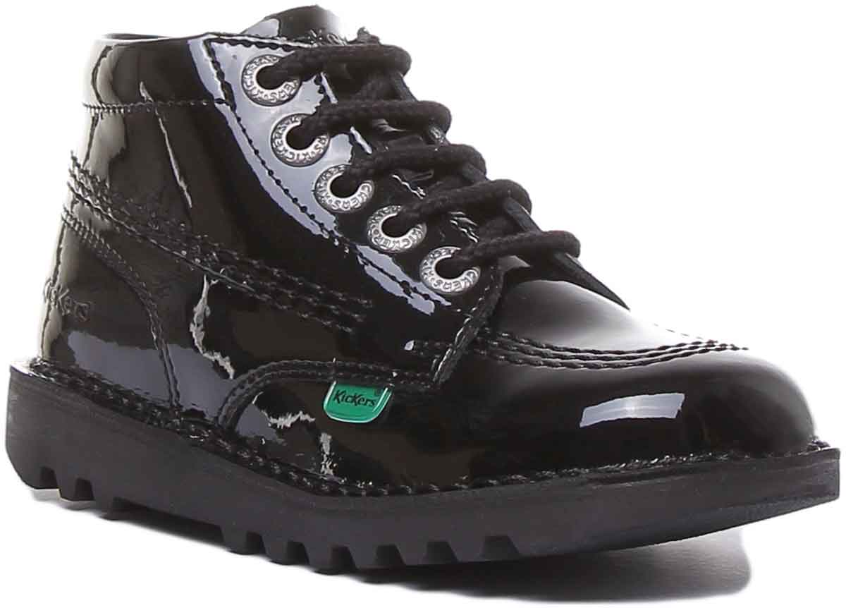 Kickers Kick Hi Zip In Black Patent in Junior Size UK 12.5 - 2.5 ...