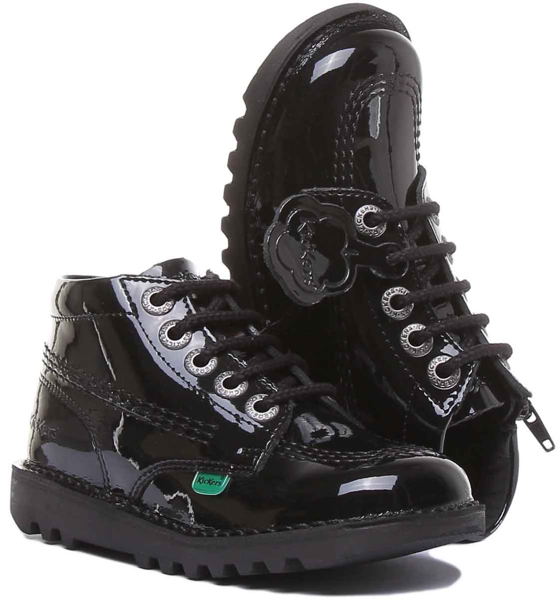 Kickers Kick Hi Zip In Black Patent in Junior Size UK 12.5 - 2.5 ...
