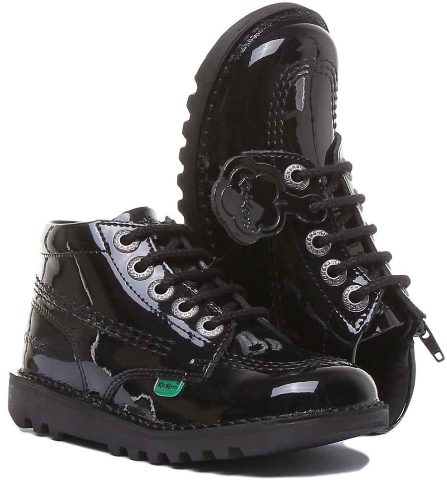 Kickers Kick Hi Zip In Black Patent in Junior Size UK 12.5 - 2.5 ...