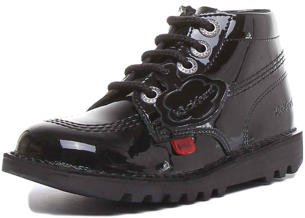 Kickers Kick Hi Zip In Black Patent in Junior Size UK 12.5 - 2.5 ...