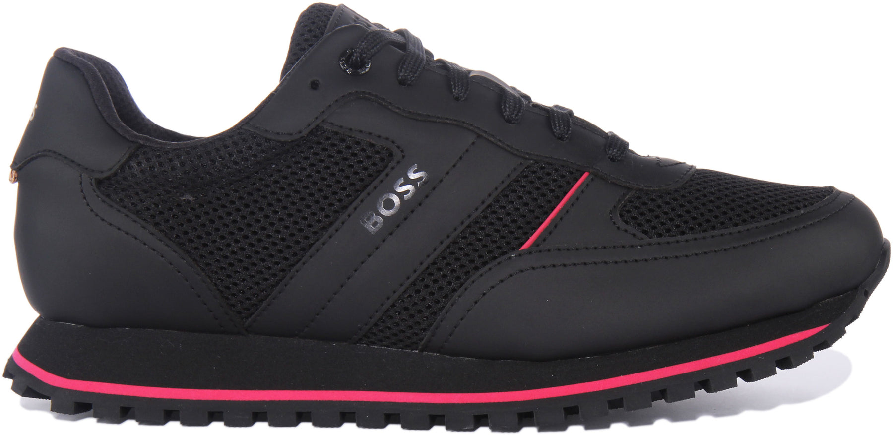 BOSS Parker Runner In Black Pink | Mens Hugo Boss Lace Up Trainers ...