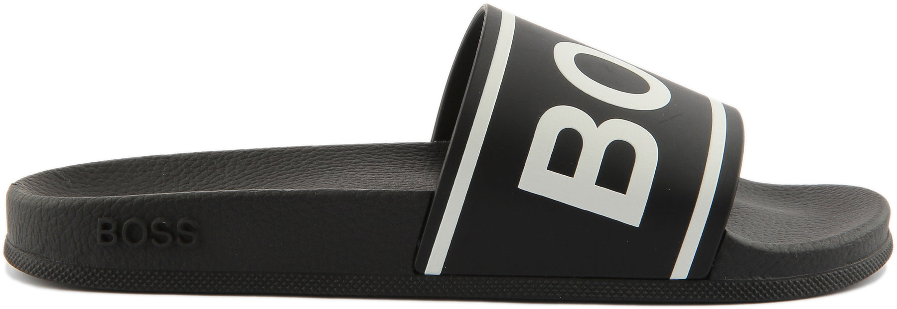 Boss Bay Sliders In Black White For Men | Hugo Boss Pool Sliders ...