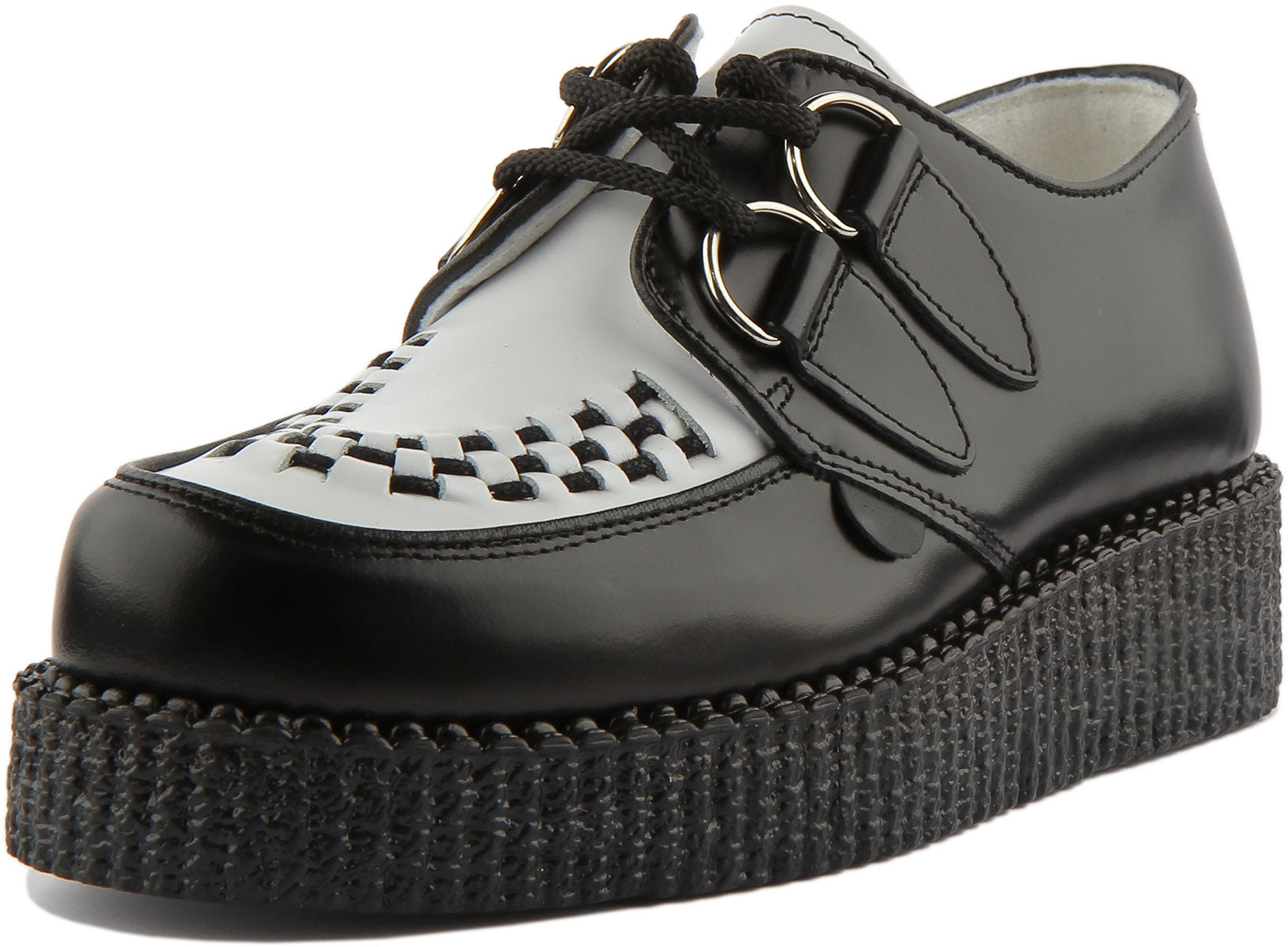 Underground Wulfrun S In Black White | Lace Up Creepers – 4feetshoes