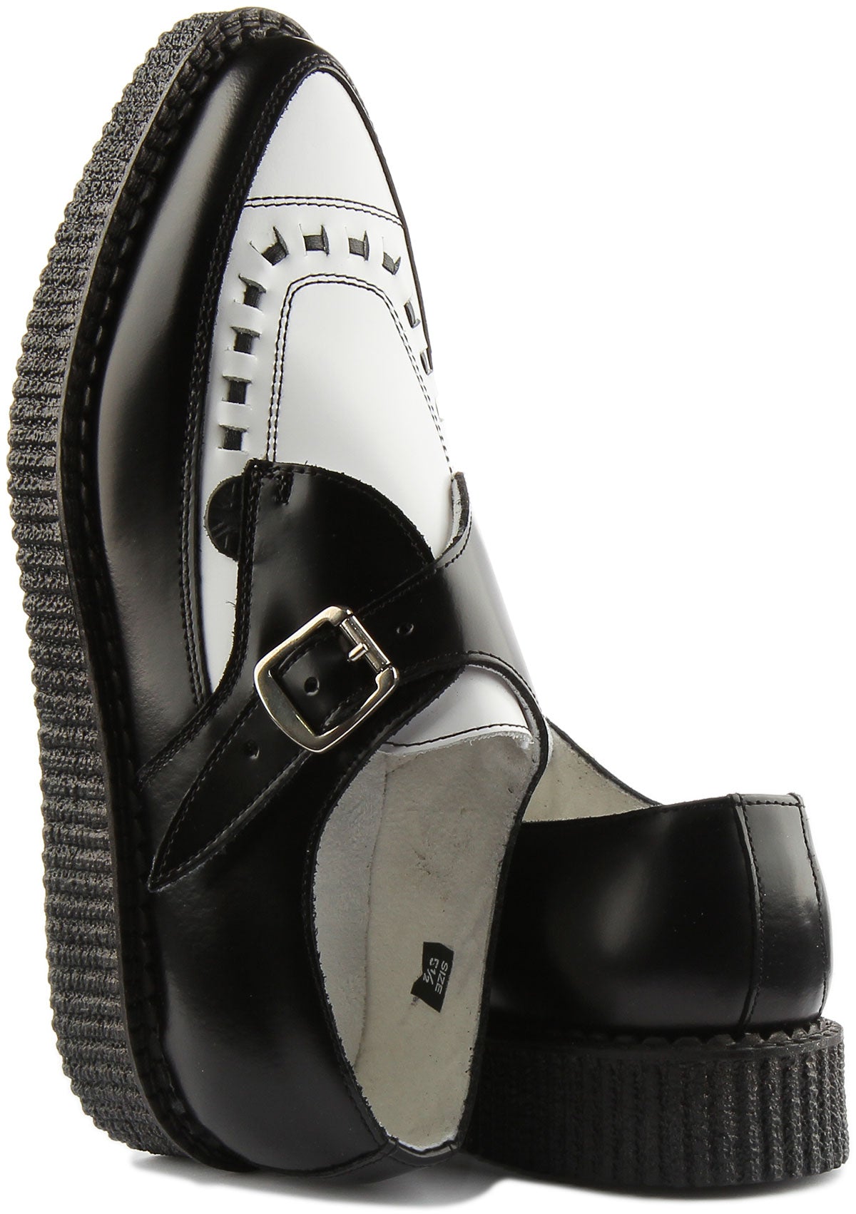 Underground Apollo In Black White | Pointed Toe Single Creeper – 4feetshoes