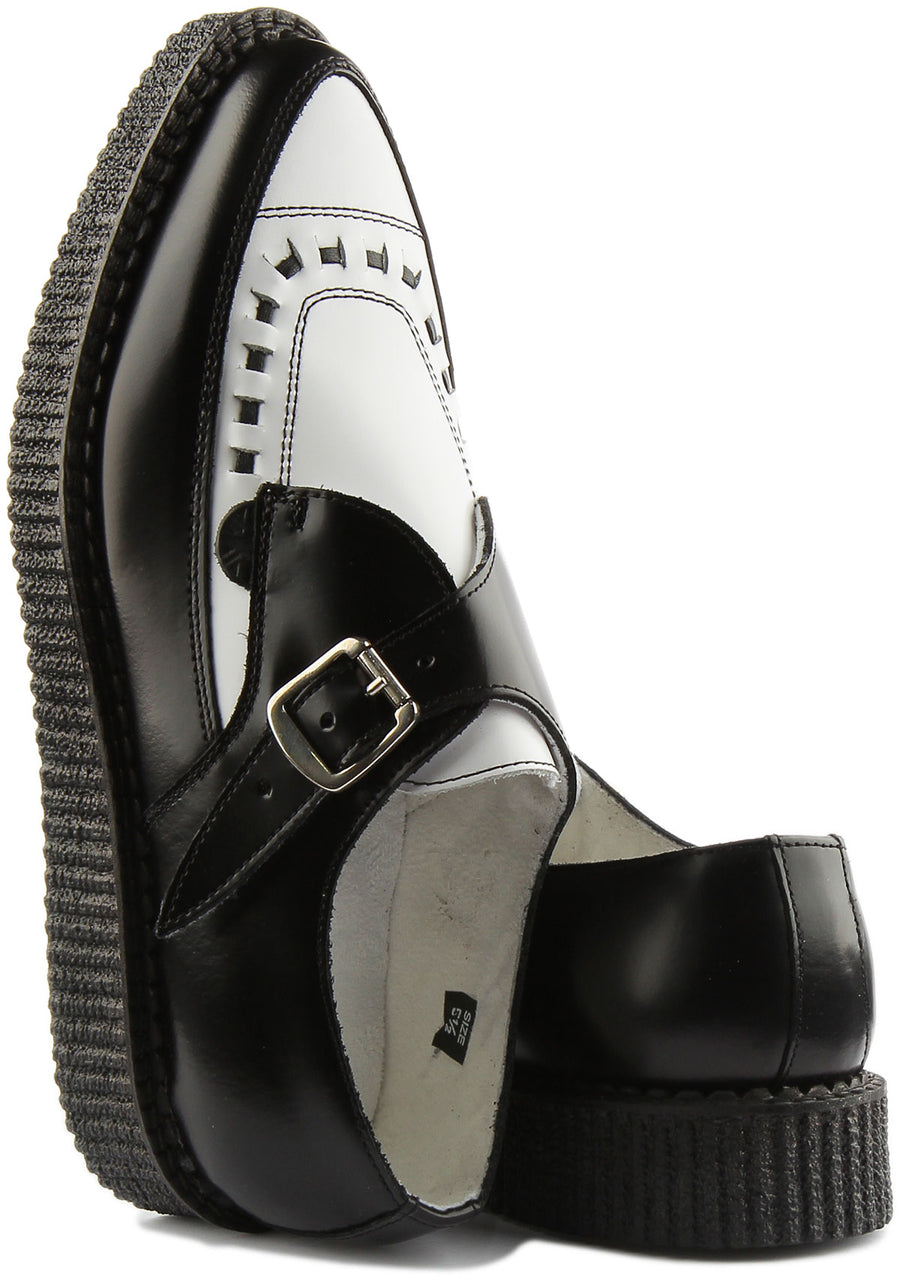 Underground Apollo In Black White | Pointed Toe Single Creeper – 4feetshoes