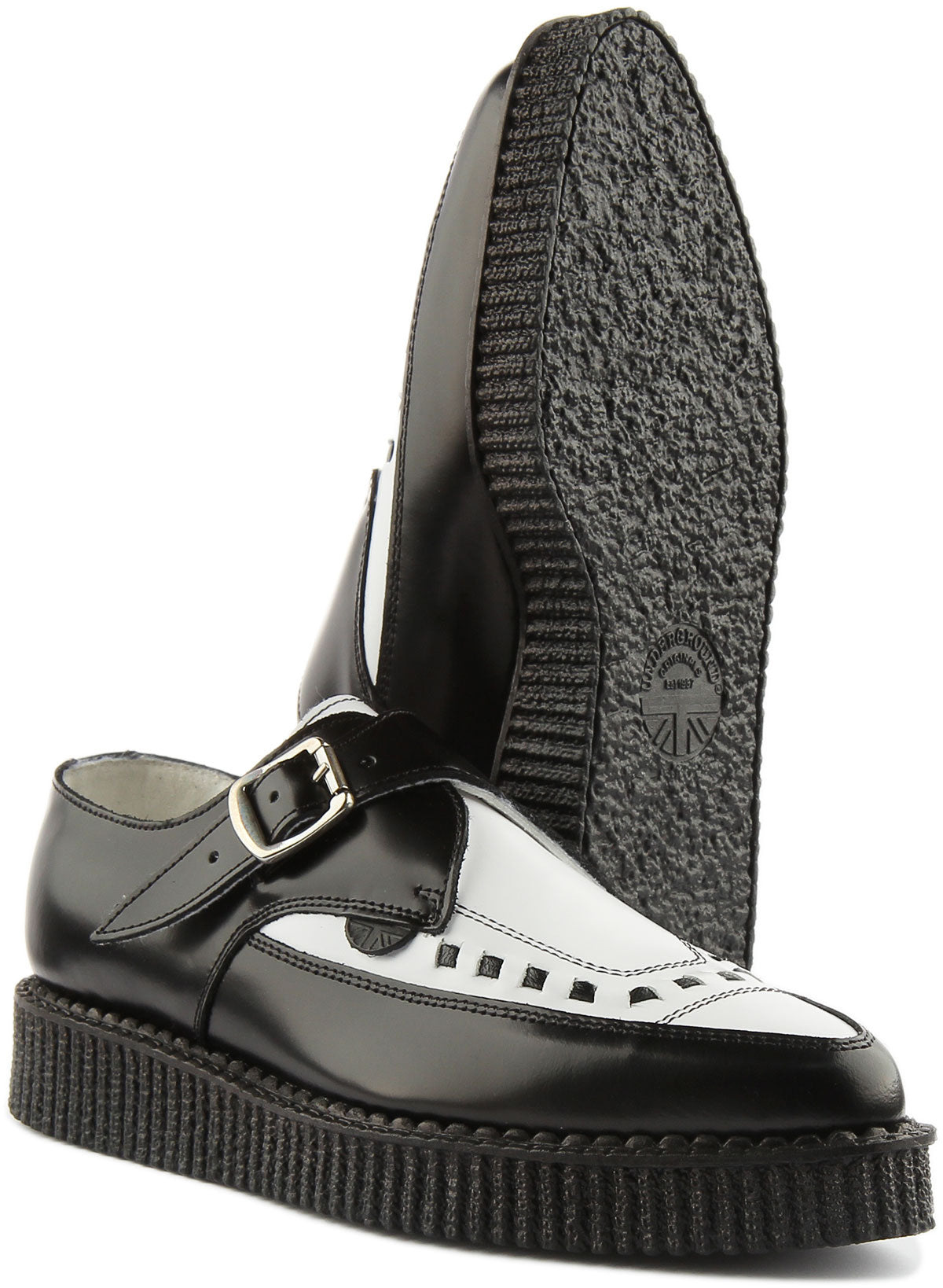 Underground Apollo In Black White | Pointed Toe Single Creeper – 4feetshoes