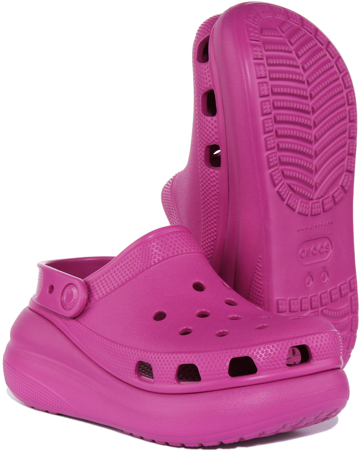 Crocs Classic Crush In Fuchsia | Curved Platform Croc Hot Pink Sandals ...