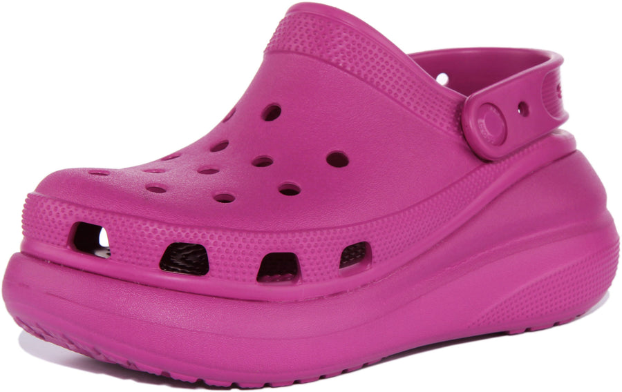Crocs Classic Crush In Fuchsia | Curved Platform Croc Hot Pink Sandals ...