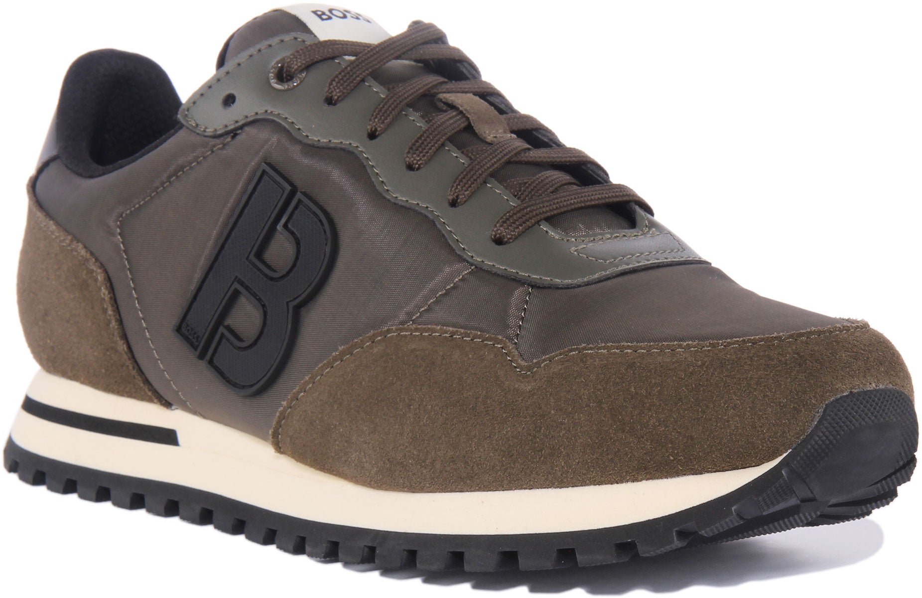 BOSS Parker Runner In Olive | Men Hugo Boss Lace Up Mesh Trainers ...