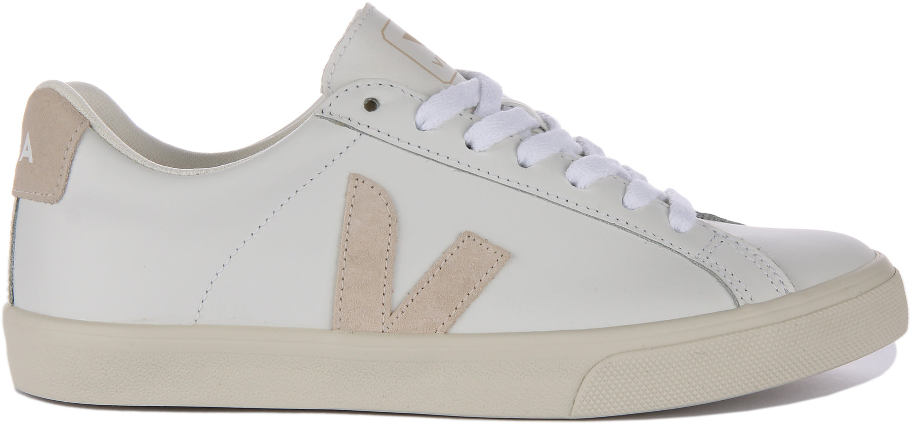 Veja Esplar Logo In White Beige For Men | Smooth Leather Trainer ...
