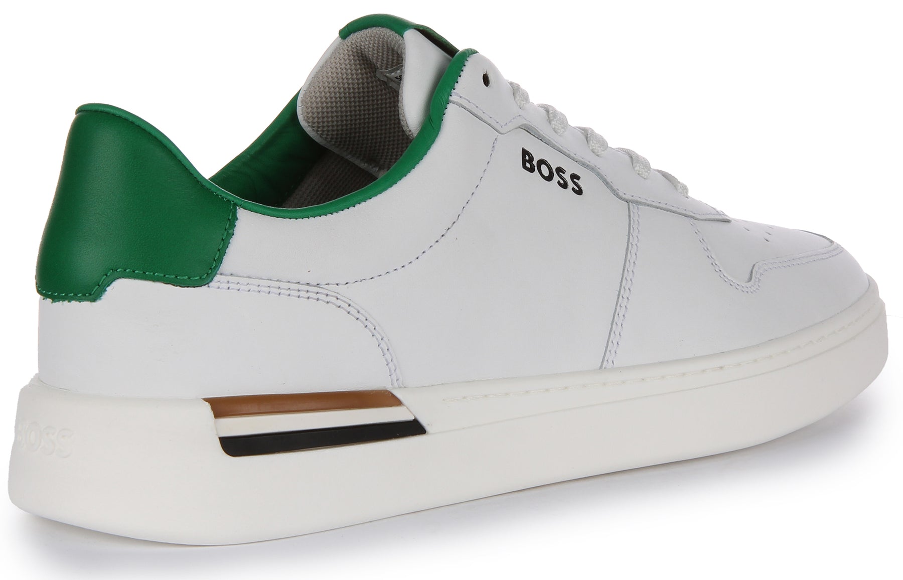 Boss Clint Tennis In White Green For Men | Lace up Court Trainers ...